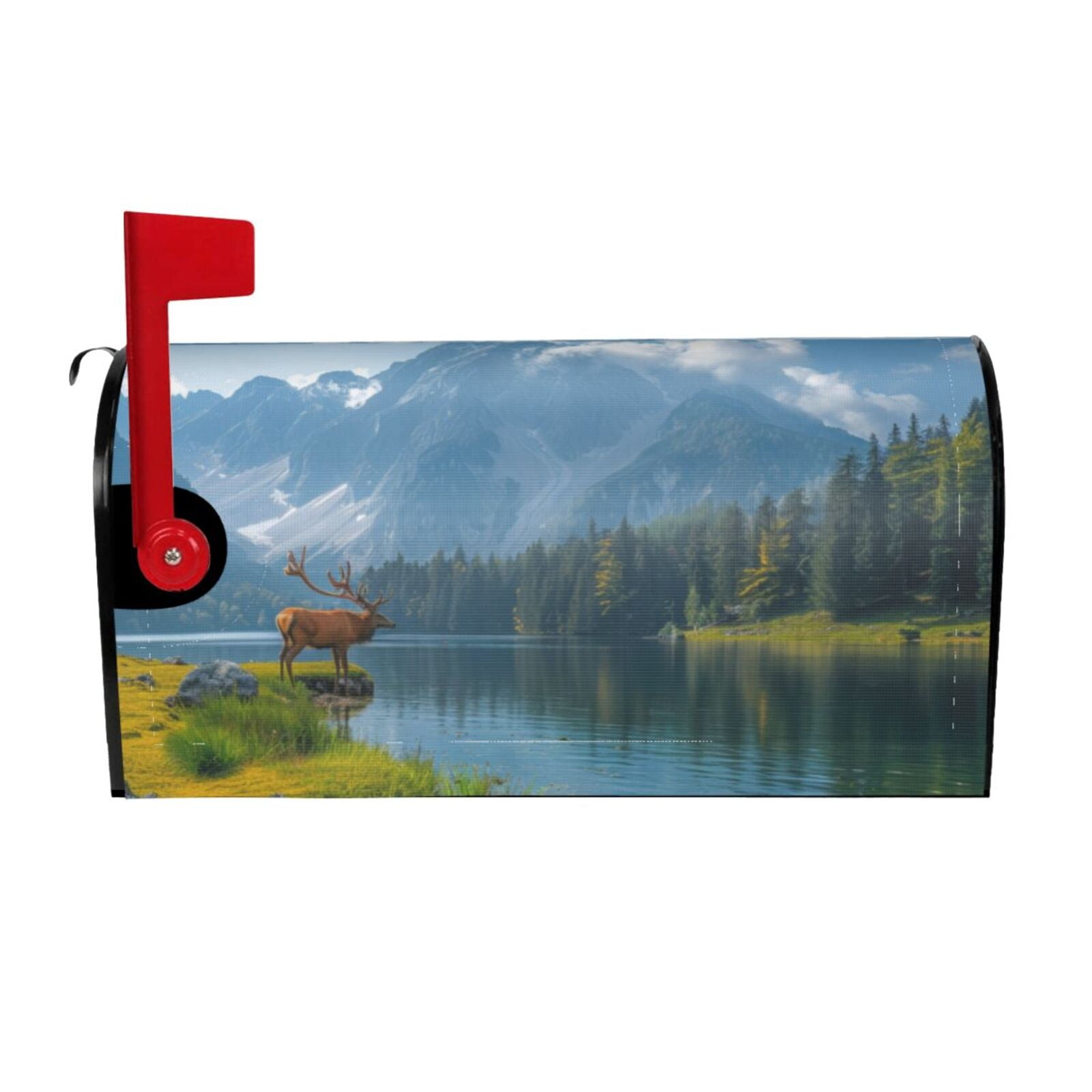 Naloa Majestic Deer Mountain Lake Mailbox Covers Magnetic Post Box ...