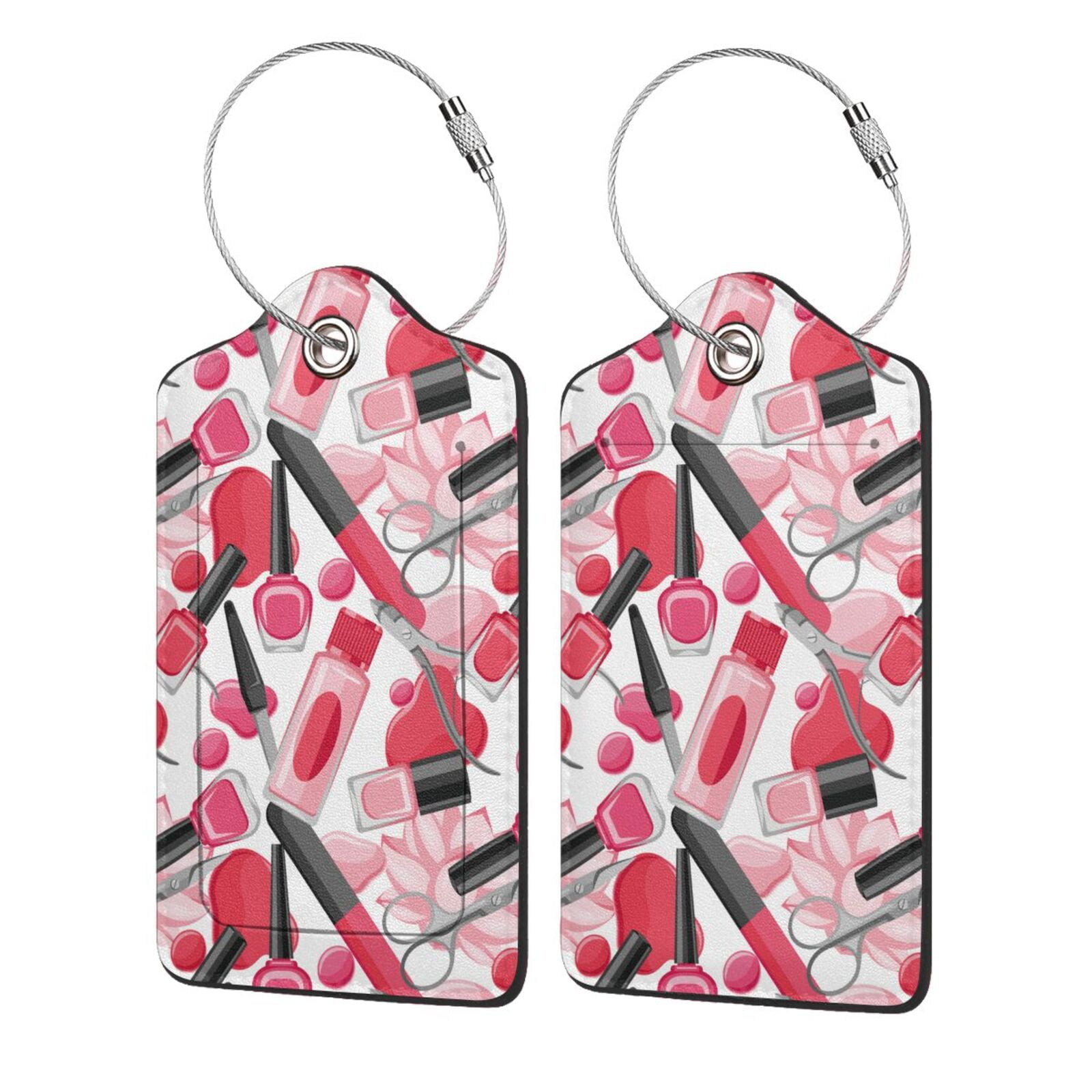 Naloa Makeup Luggage Tag for Suitcase Leather Baggage Tag with ...