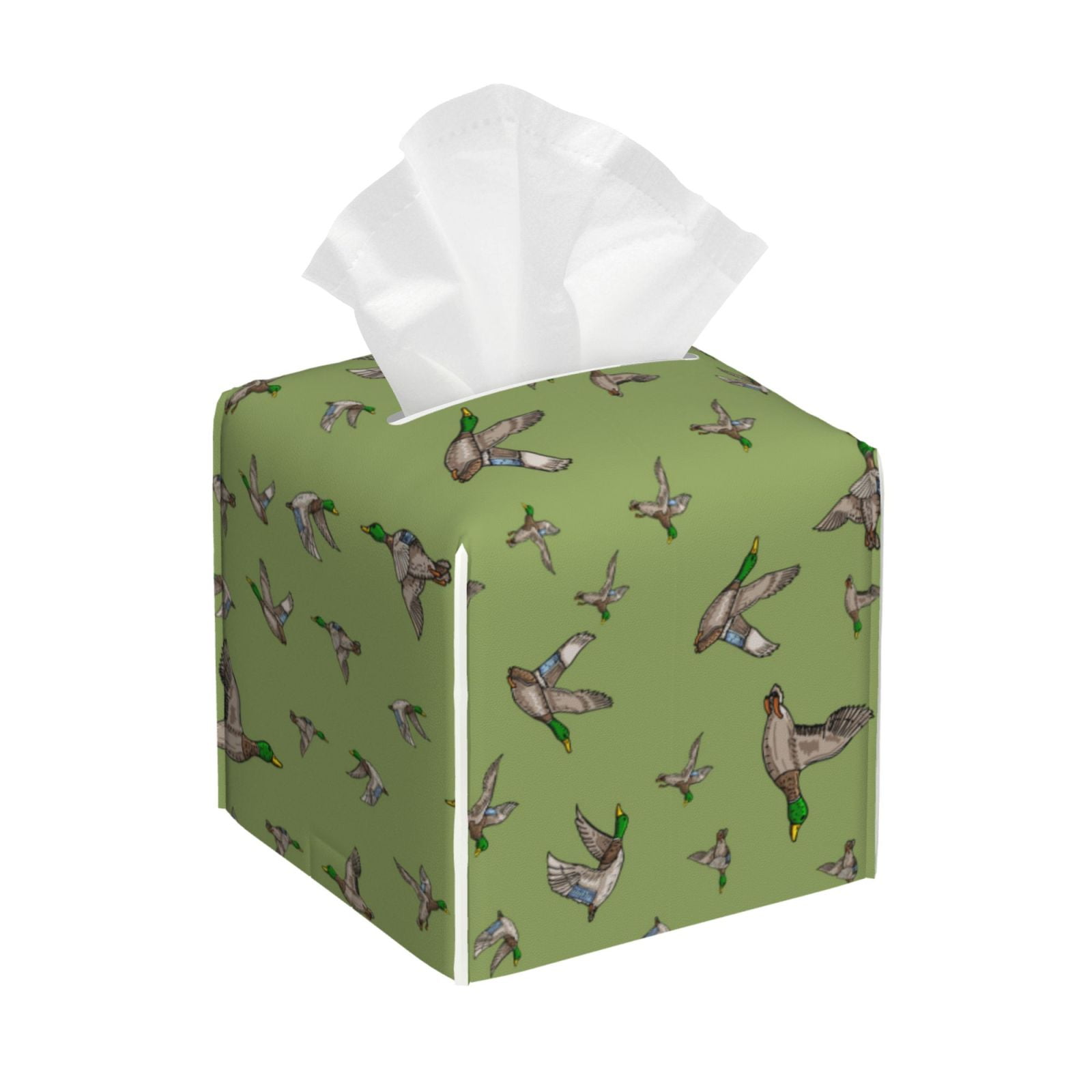 Naloa Mallard Duck Tissue Box Cover Leather Tissue Holder Square Facial ...