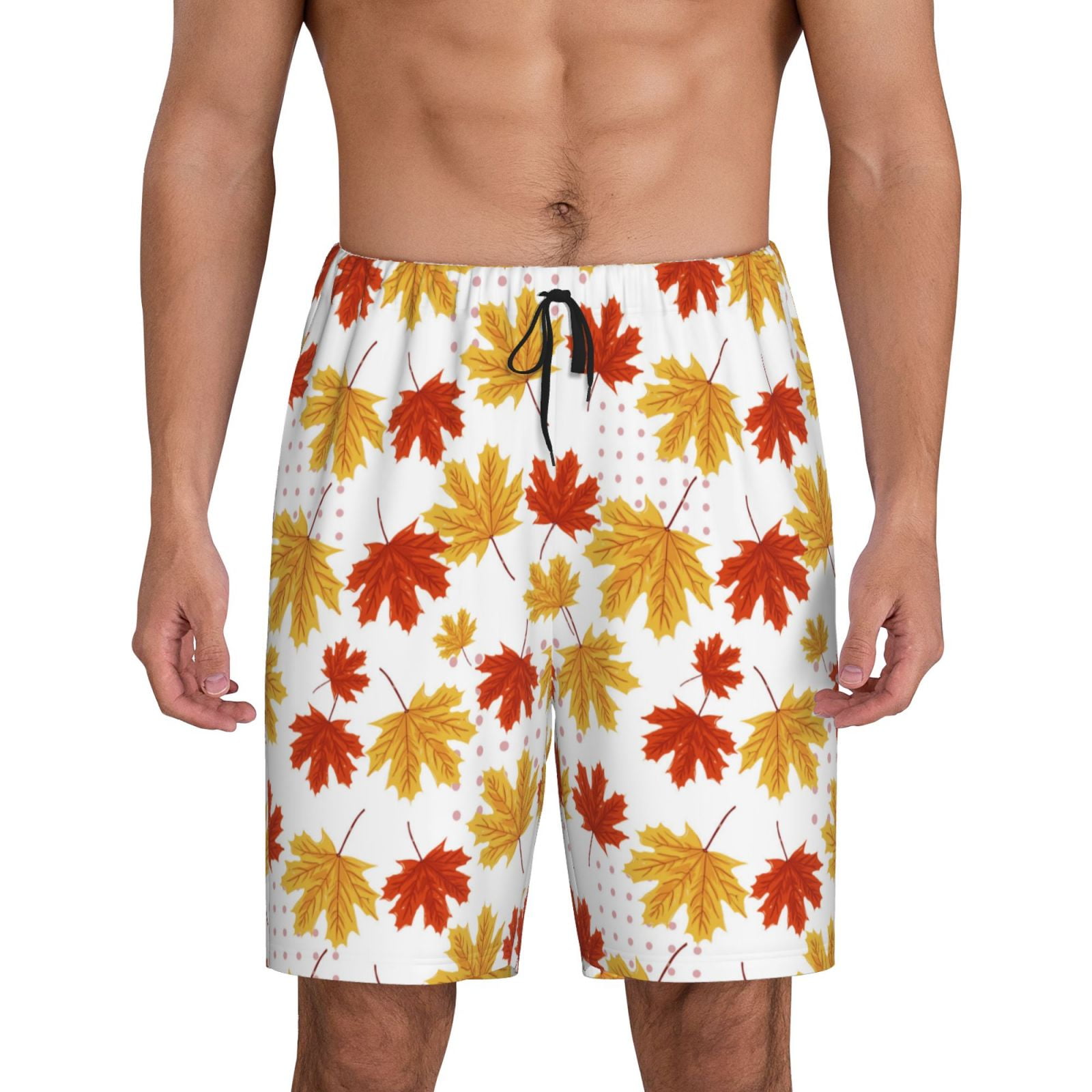 Naloa Maple Leaf Men's Short Pajama Pants, Pj Shorts, Lounge Comfort Shorts-Small - Walmart.com
