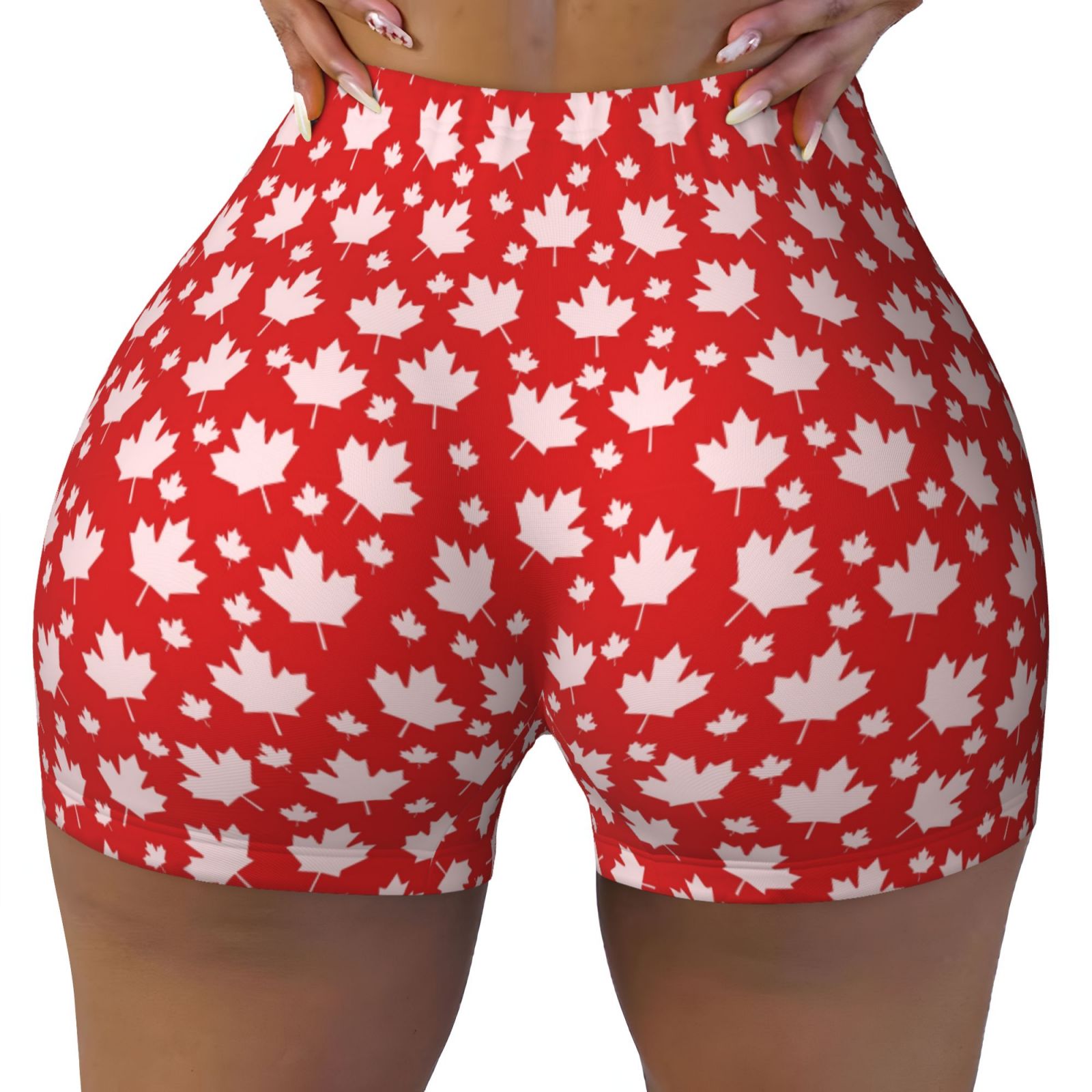 Naloa Maple Leaves Biker Shorts for Women Seamless Scrunch Short Women ...