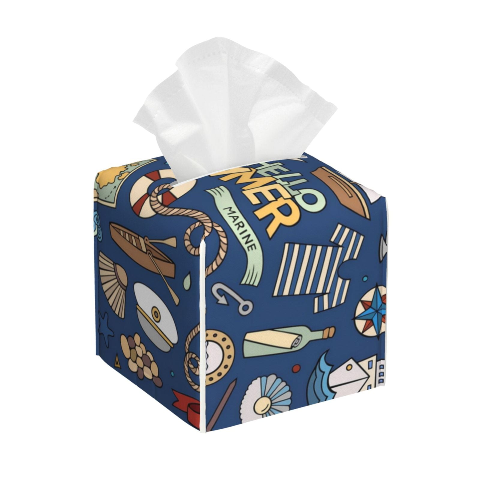 Naloa Marine Nautical Tissue Box Cover Leather Tissue Holder Square ...
