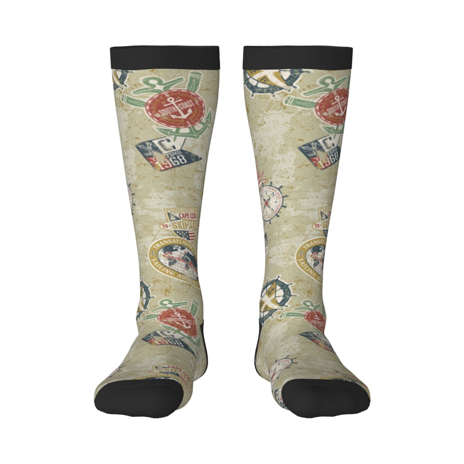 Naloa Marine Sailing Badges Thigh High Socks Extra Long Stretchy Sock ...