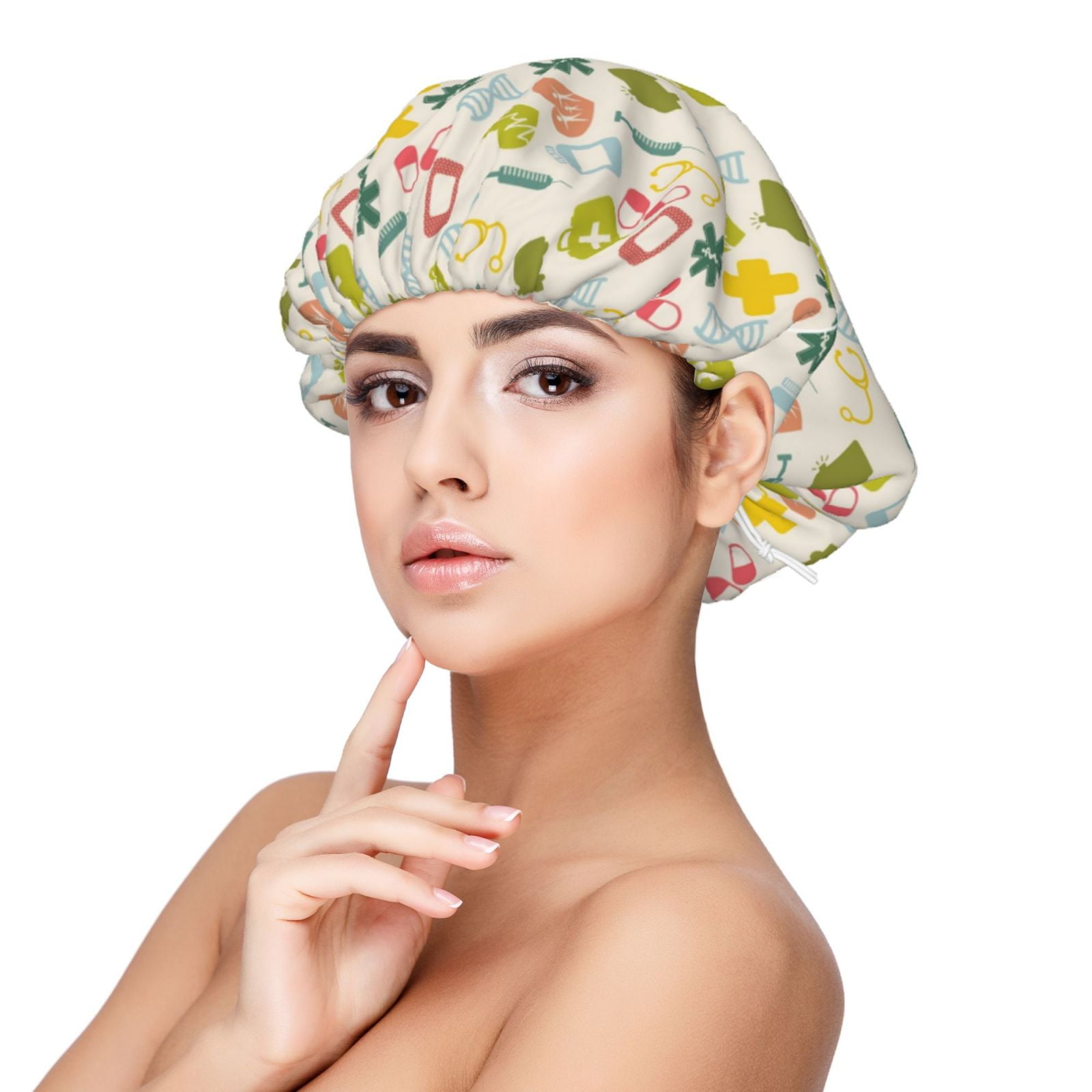 Naloa Medical Icons Adjustable Hair Bonnet for Sleeping, Hair Wrap ...