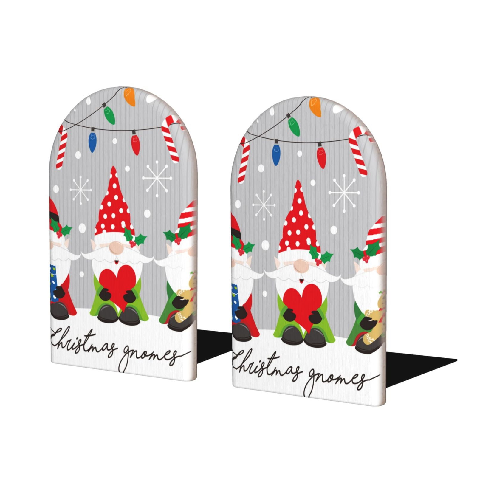 Naloa Merry Christmas Gnome1 Wood Non-Skid Bookend for Shelves,Book ...