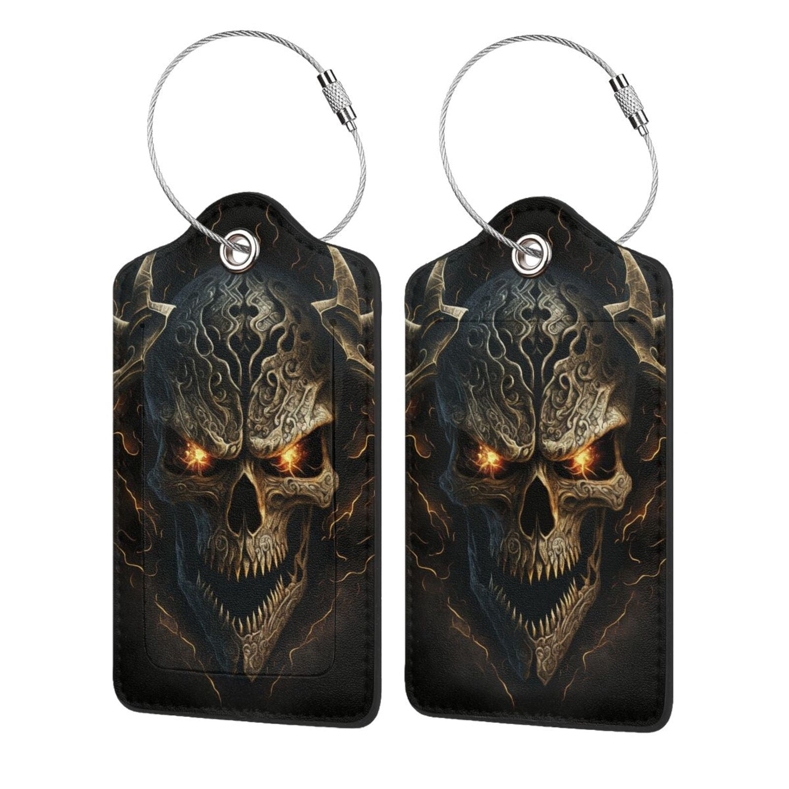 Naloa Metal Evil Skull Luggage Tag for Suitcase Leather Baggage Tag ...