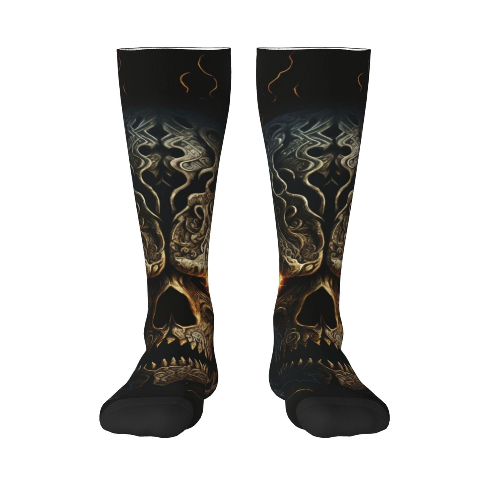 Naloa Metal Evil Skull Thigh High Socks Extra Long Stretchy Sock Women ...