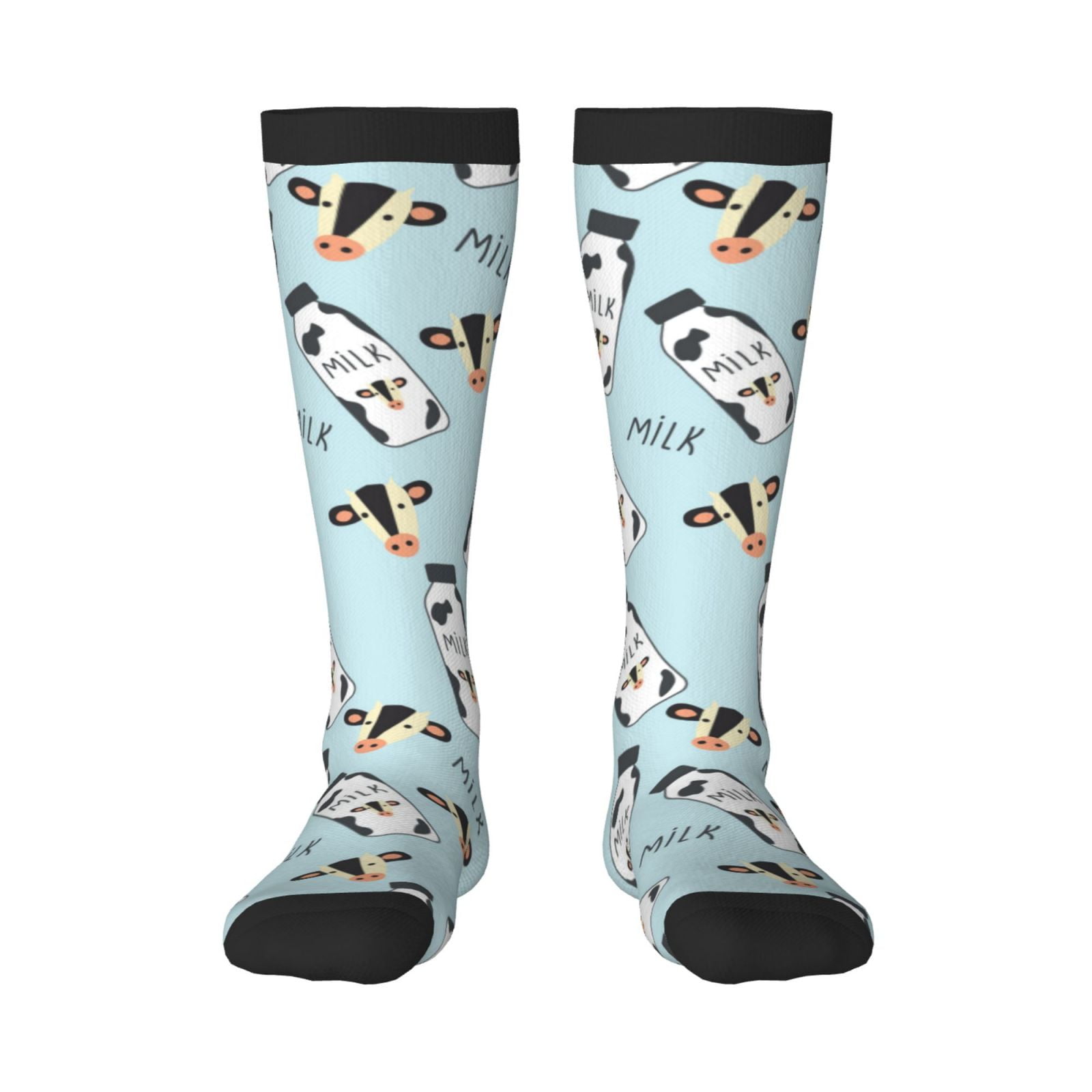 Naloa Milk Bottles And Cow Head Thigh High Socks Extra Long Stretchy ...