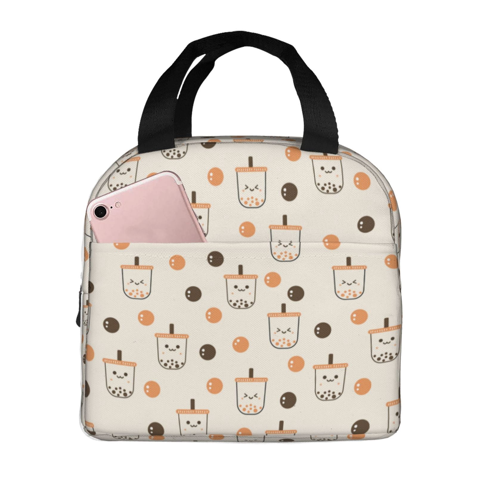 Naloa Milk Tea Print Lunch Box for Women Men,Insulated Lunch Bag ...
