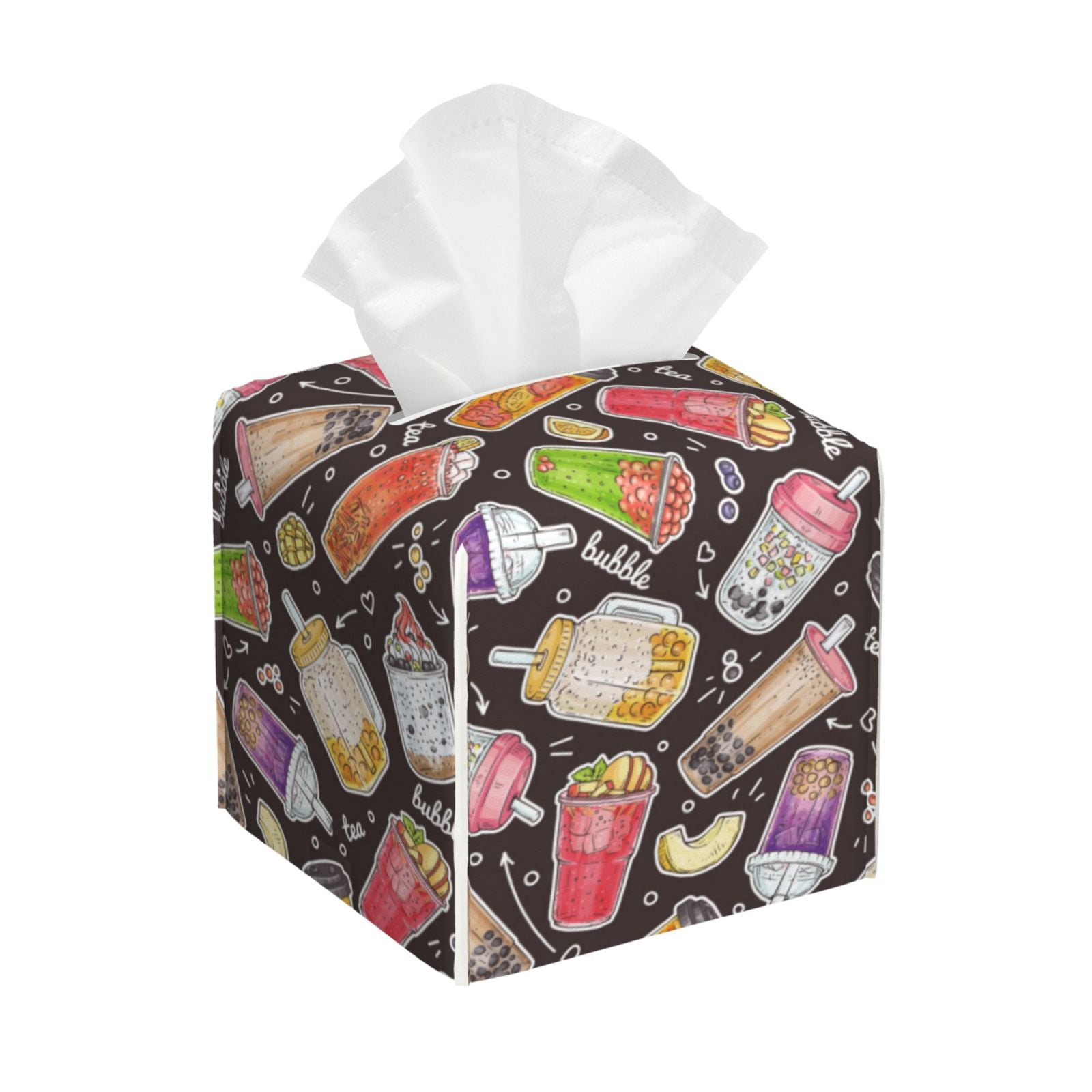 Naloa Milk Tea Tissue Box CoverLeather Tissue Holder Square Facial ...