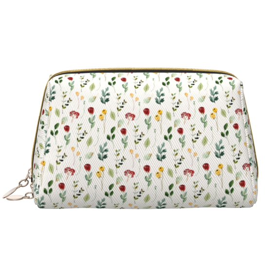 Naloa Mini Wildflower Watercolor Leather Makeup Bag for Purse Travel ...