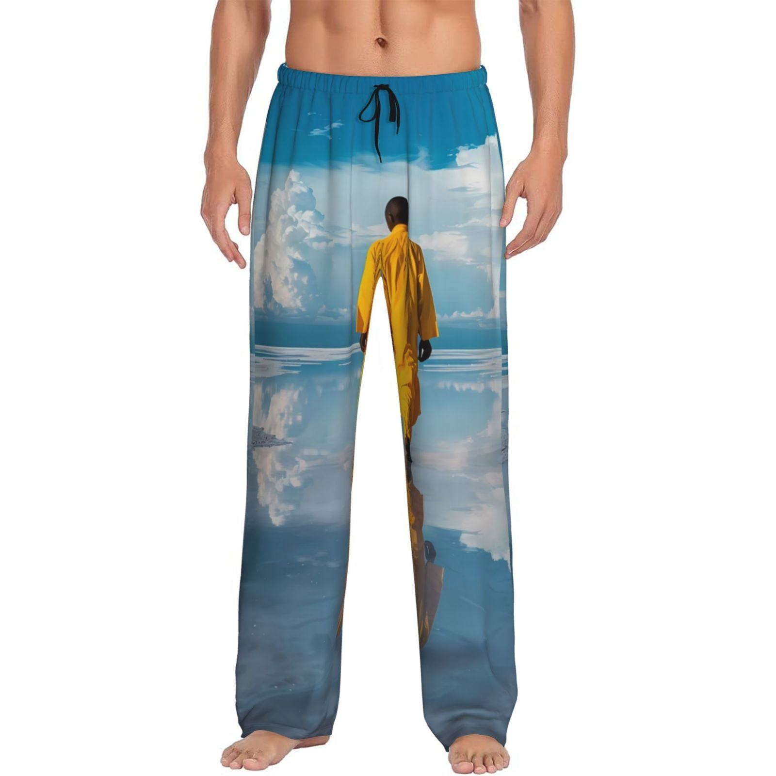 Naloa Monk Walking On Water Pajama Pants Men, PJ Bottoms, Sleep ...