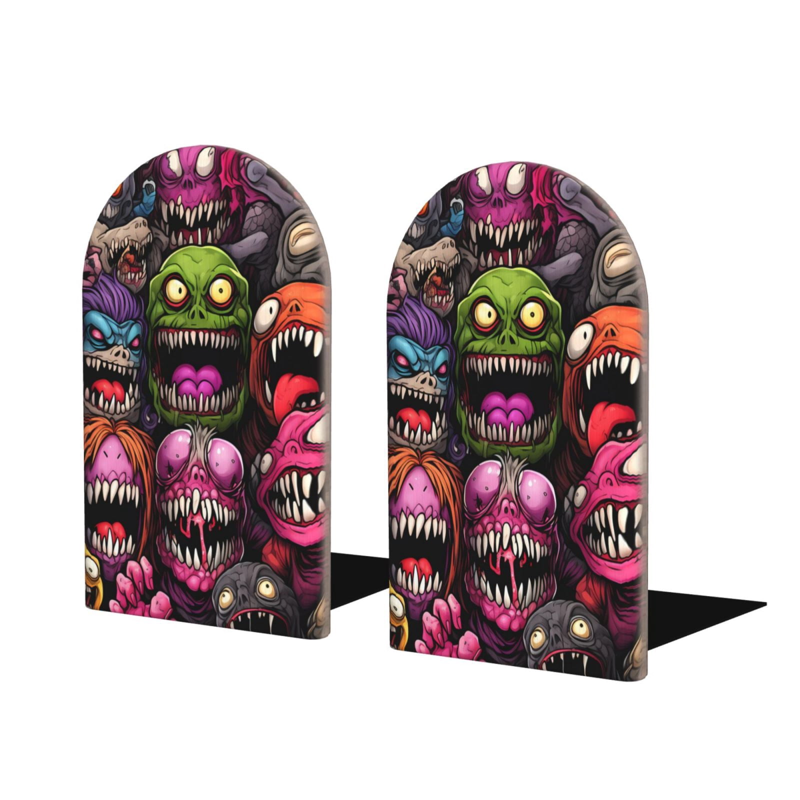 Naloa Monstrous Cartoon Characters Wood Non-Skid Bookend for Shelves ...
