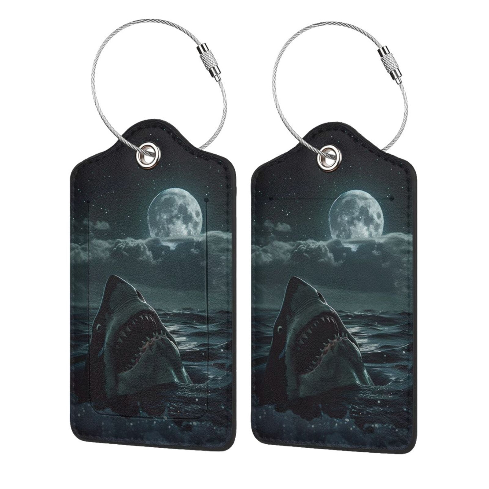 Naloa Moonlit Night Sky Shark Luggage Tag for Suitcase Leather Baggage ...