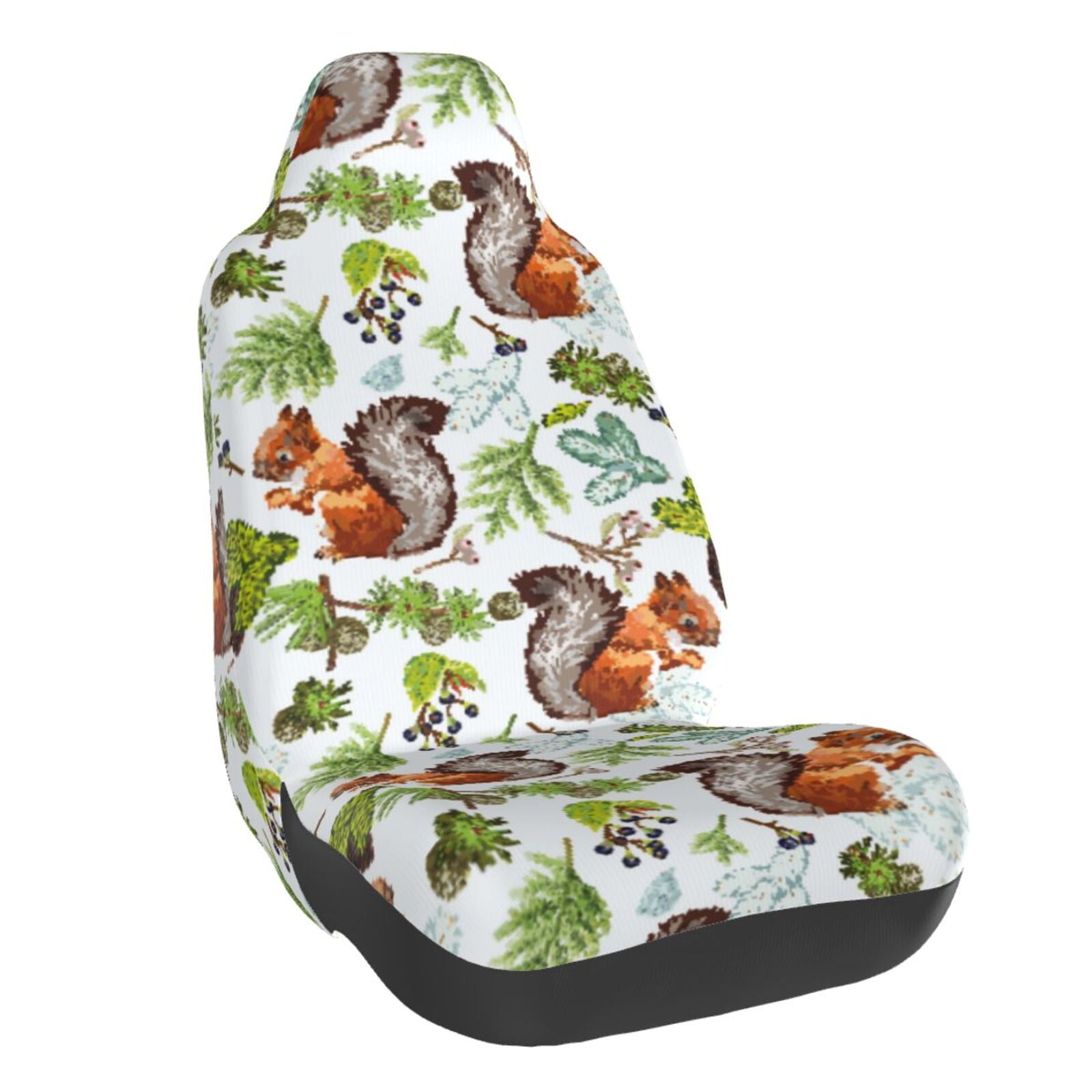 Naloa Mosaic Forest Squirrel Car Seat Covers Universal Front Seat Coves ...