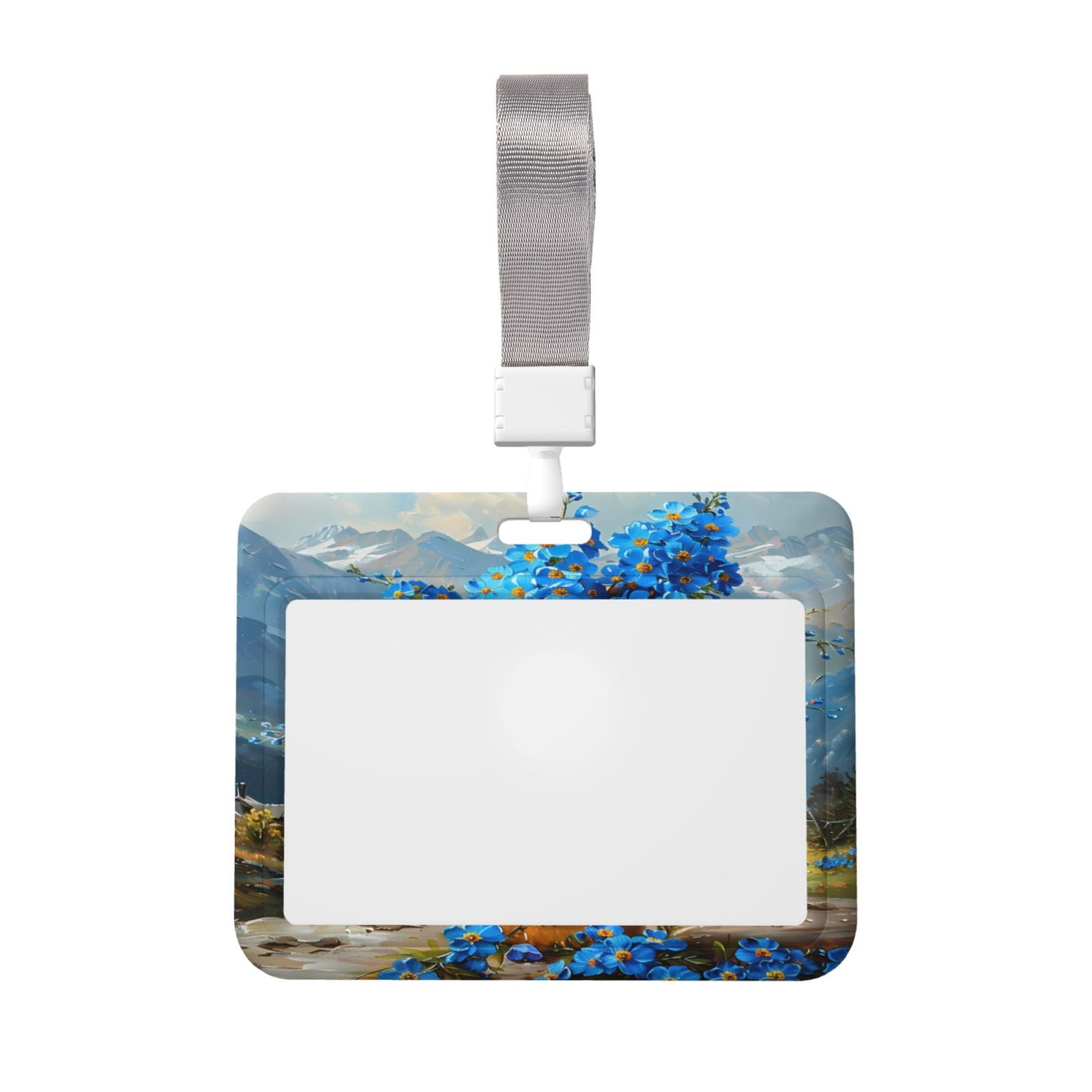 Naloa Mountain Blue Flowers Vase Card Badge Holder Work Badge Sleeve ...