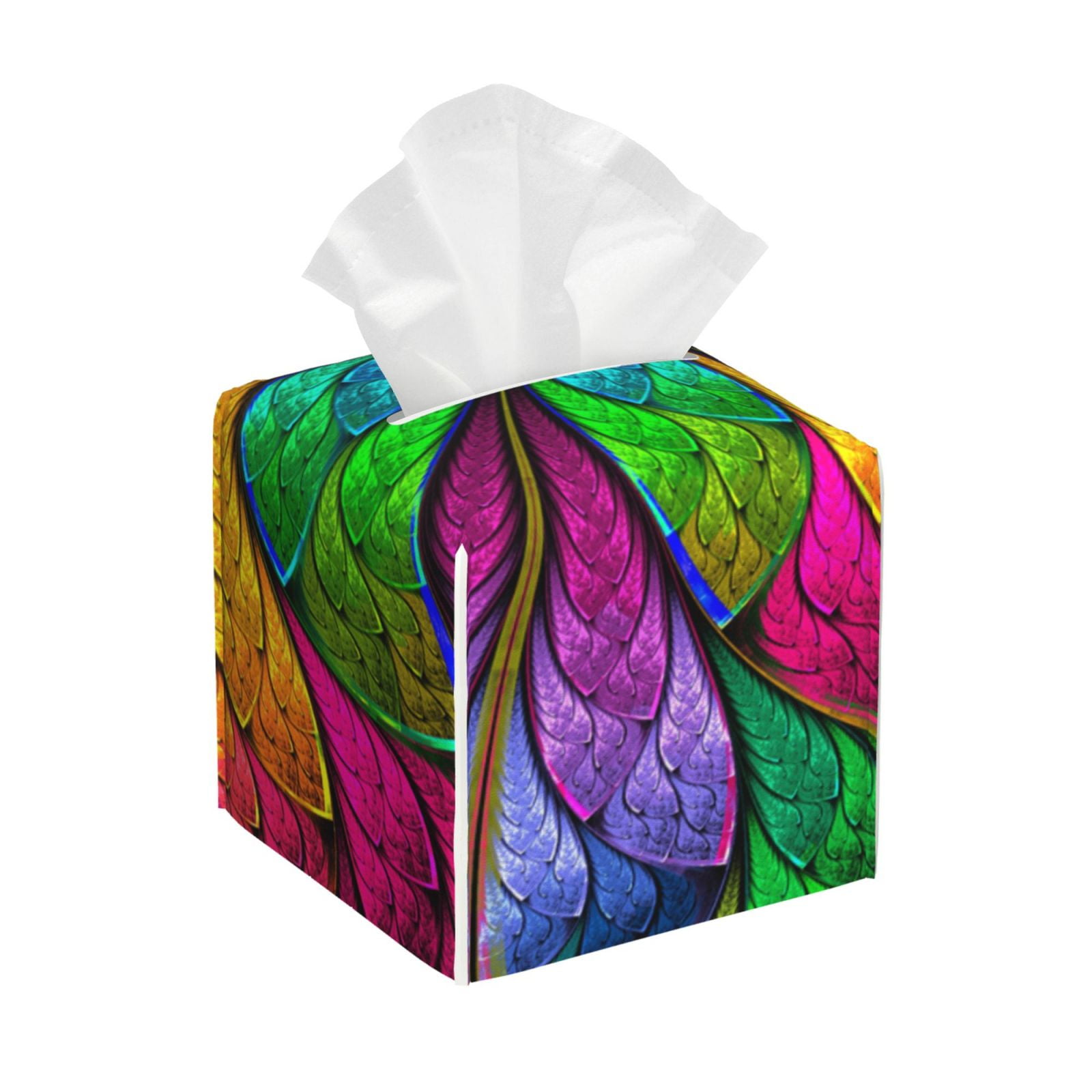 Naloa Multicolored Beautiful Flower Tissue Box Cover Leather Tissue ...