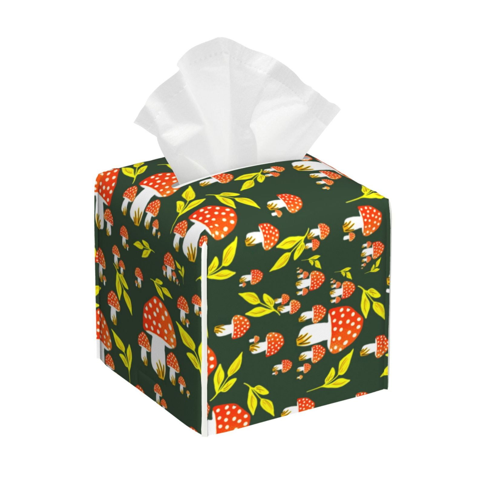 Naloa Mushroom Leaf Tissue Box Cover Leather Tissue Holder Square ...