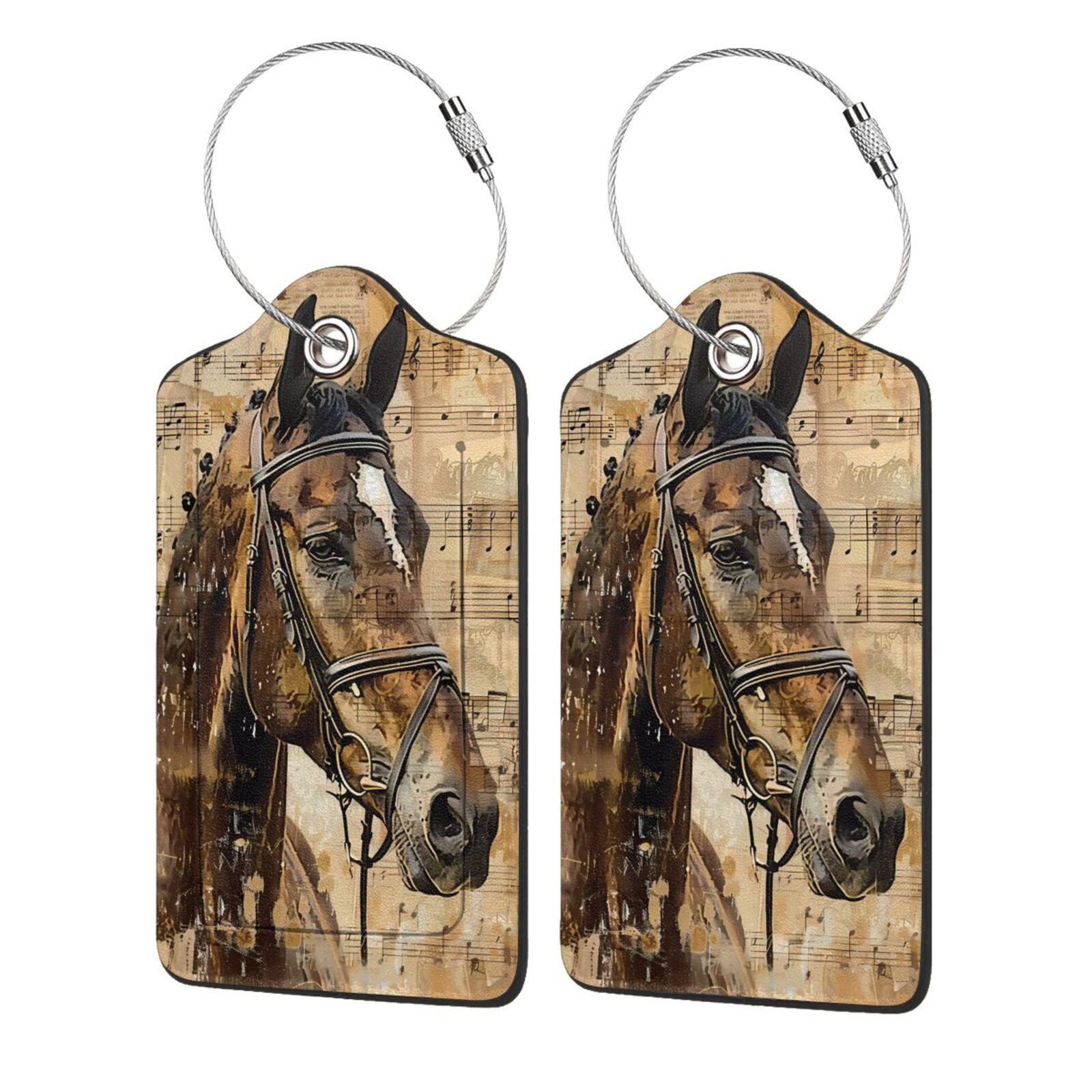 Naloa Musical Horse Vintage Collage Luggage Tag for Suitcase Leather ...