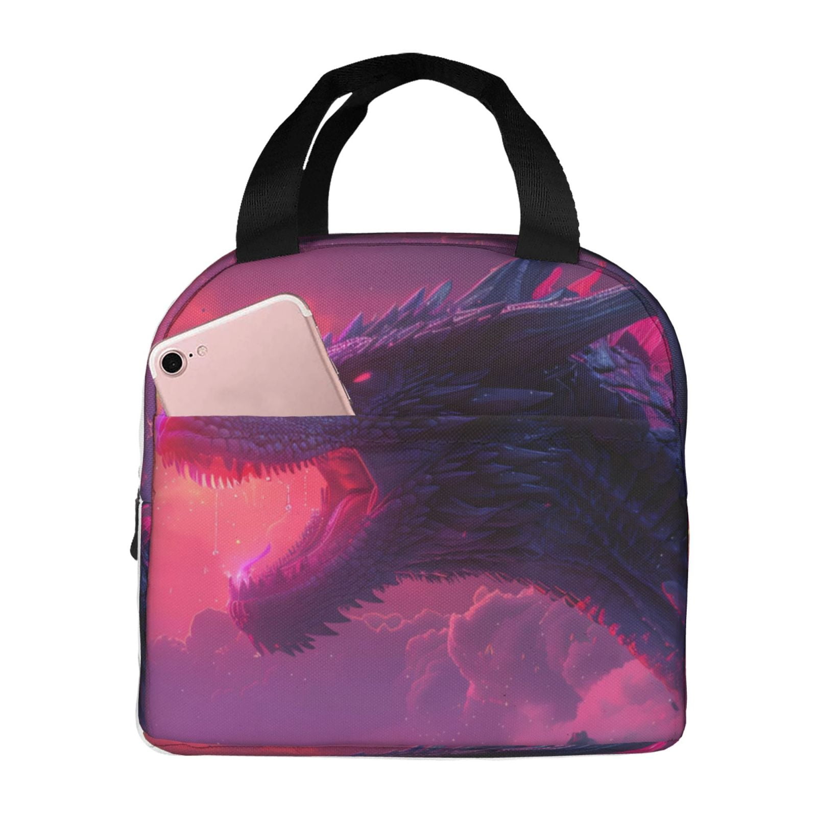 Naloa Mystical Dragon Under Moon Print Lunch Box for Women Men ...