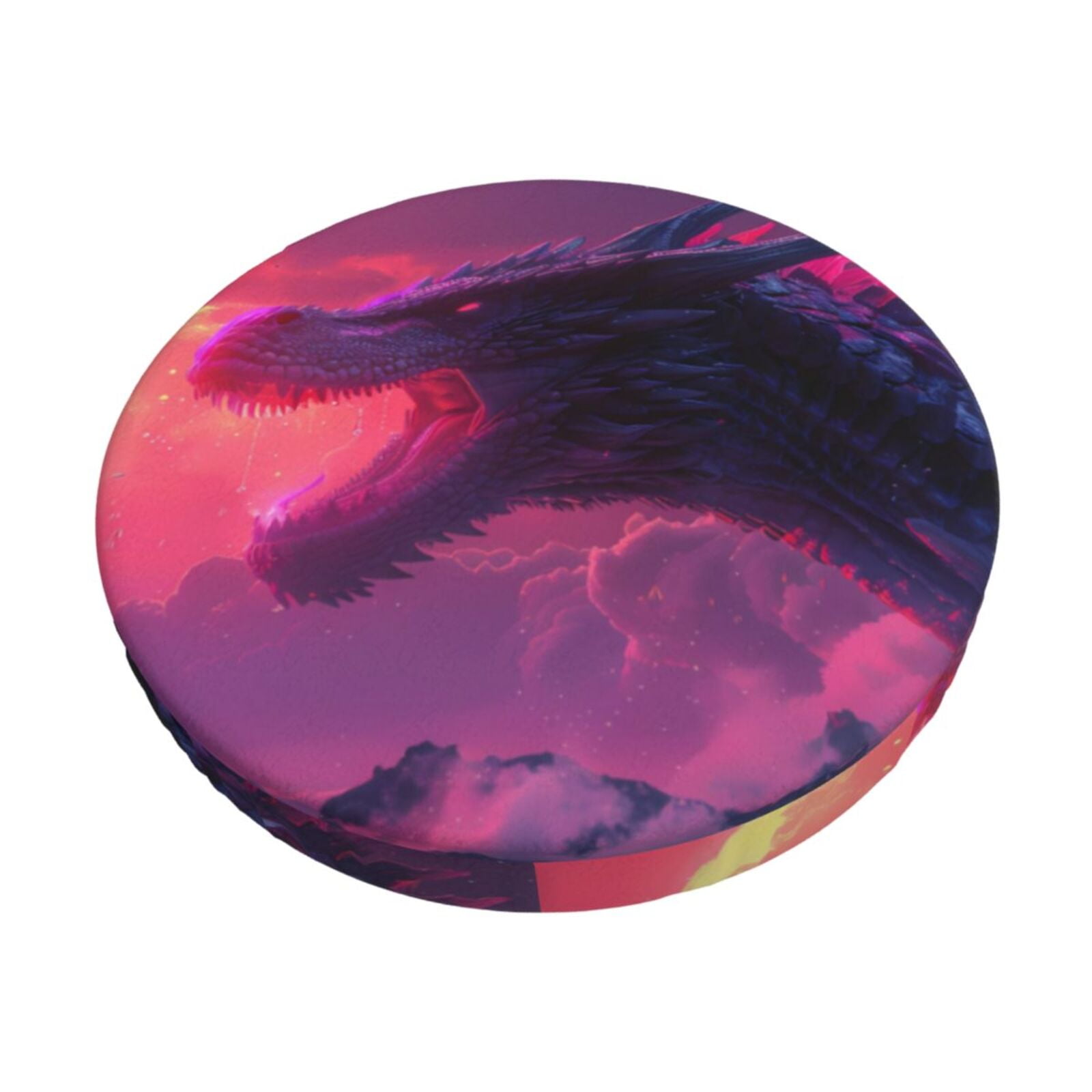 Naloa Mystical Dragon Under Moon Round Bar Stool Cushion Cover 12-14 ...