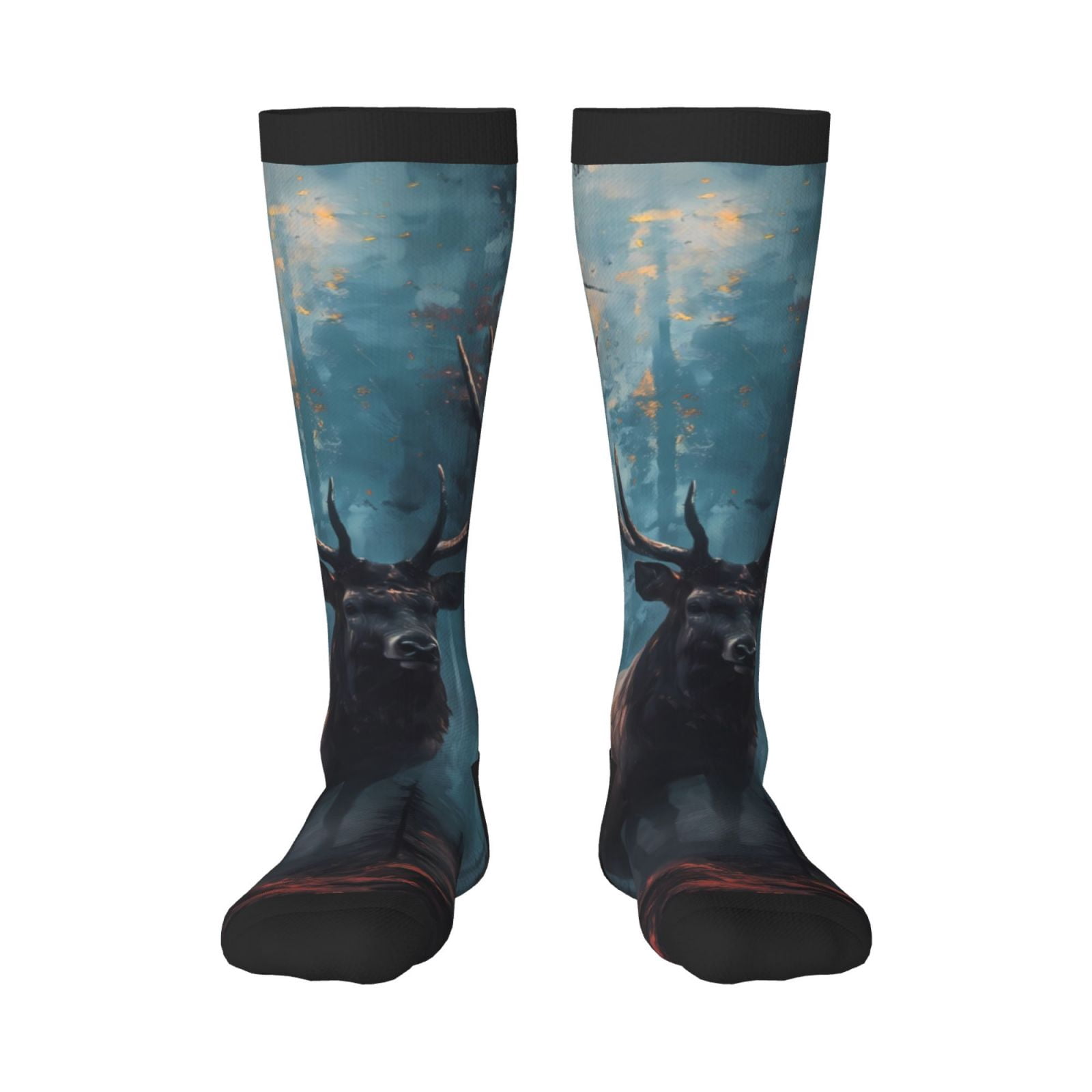 Naloa Mystical Forest Elk Knee Socks, High Socks Long Stretchy Sock ...