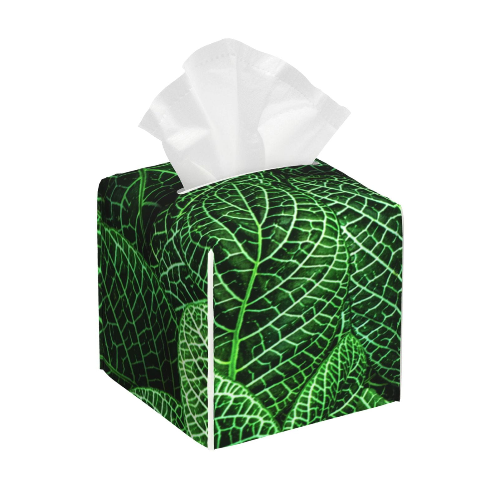 Naloa Natural Green Leaves Tissue Box Cover Leather Tissue Holder ...
