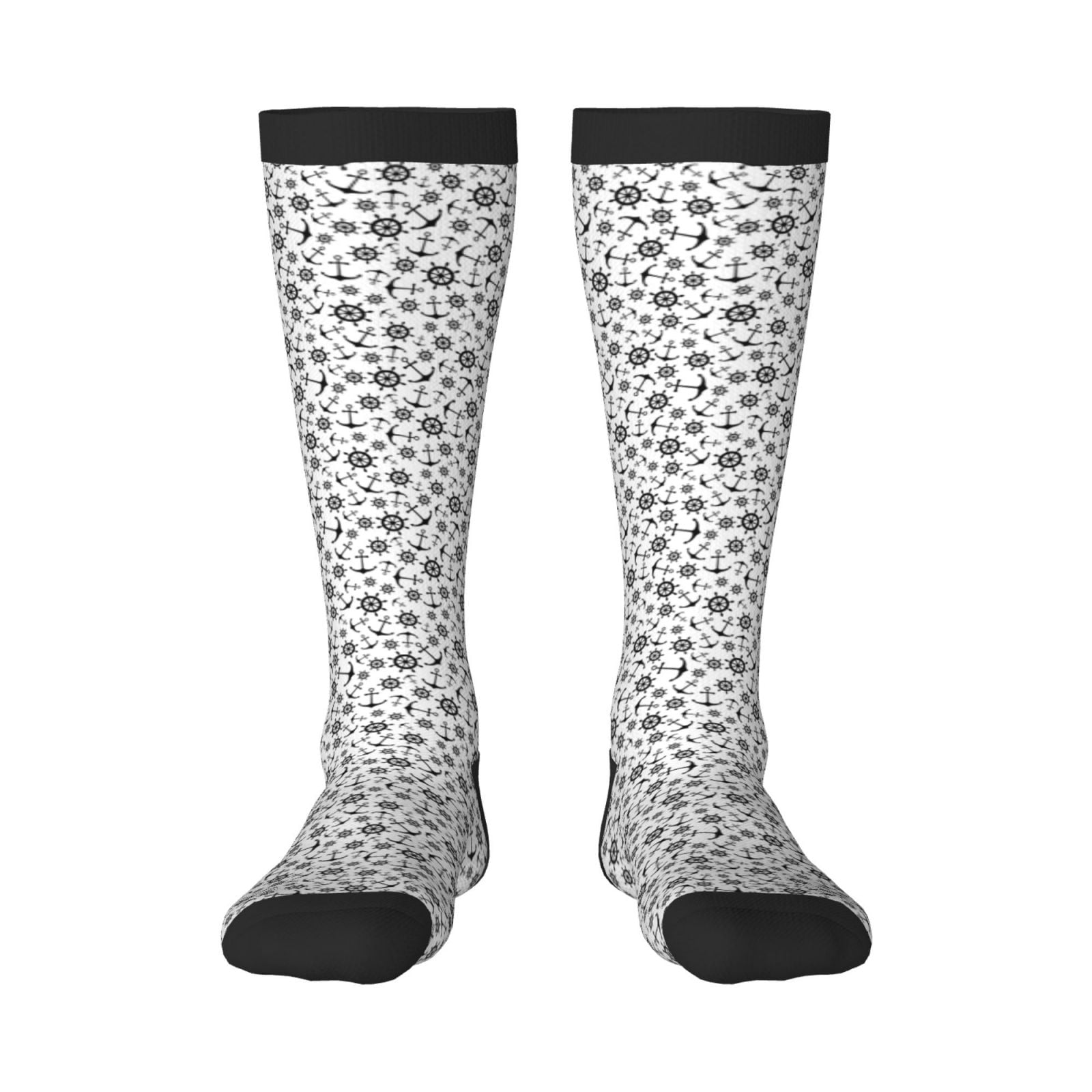 Naloa Nautical Themed Simple Anchors Thigh High Socks Extra Long Stretchy Sock Women Over Knee ...