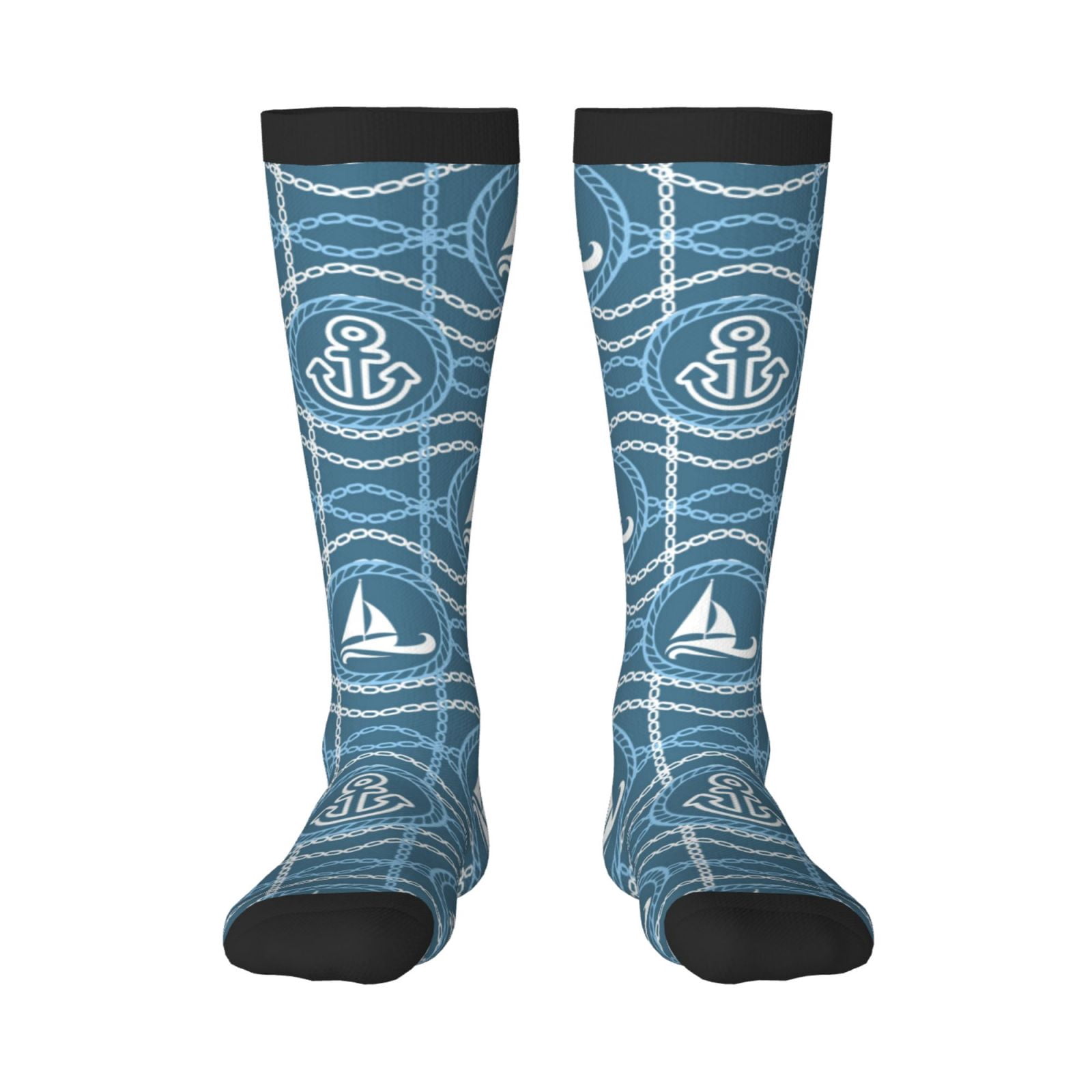 Naloa Nautical Thigh High Socks Extra Long Stretchy Sock Women Over ...