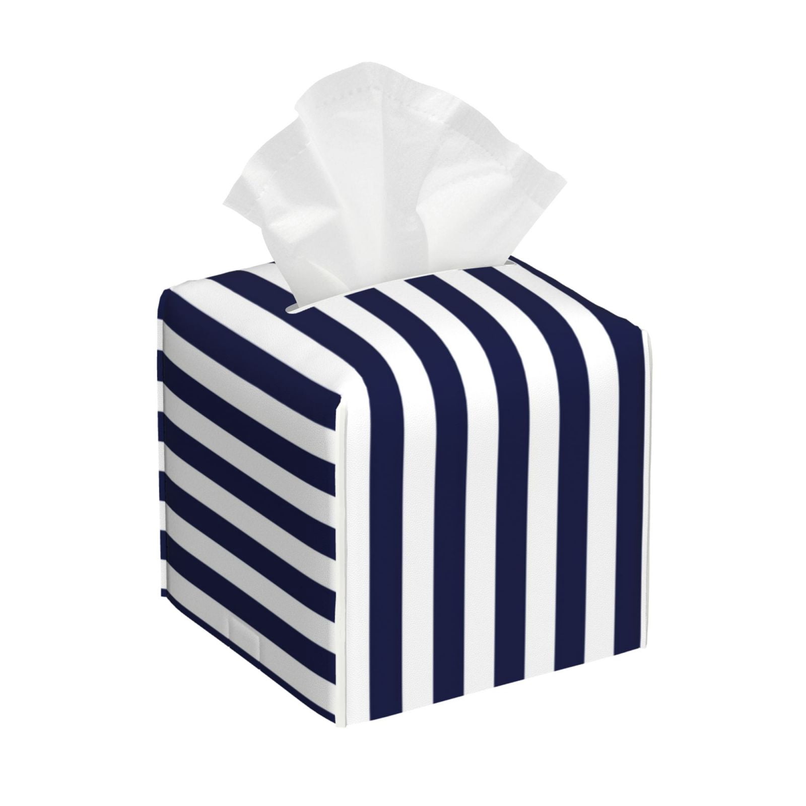 Naloa Navy Blue And White Stripes Tissue Box CoverLeather Tissue Holder ...