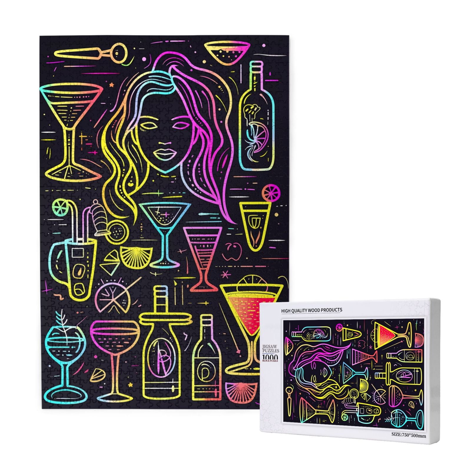 Naloa Neon Bar Drinks Custom Puzzles Personalized Puzzle 1000 Pieces ...
