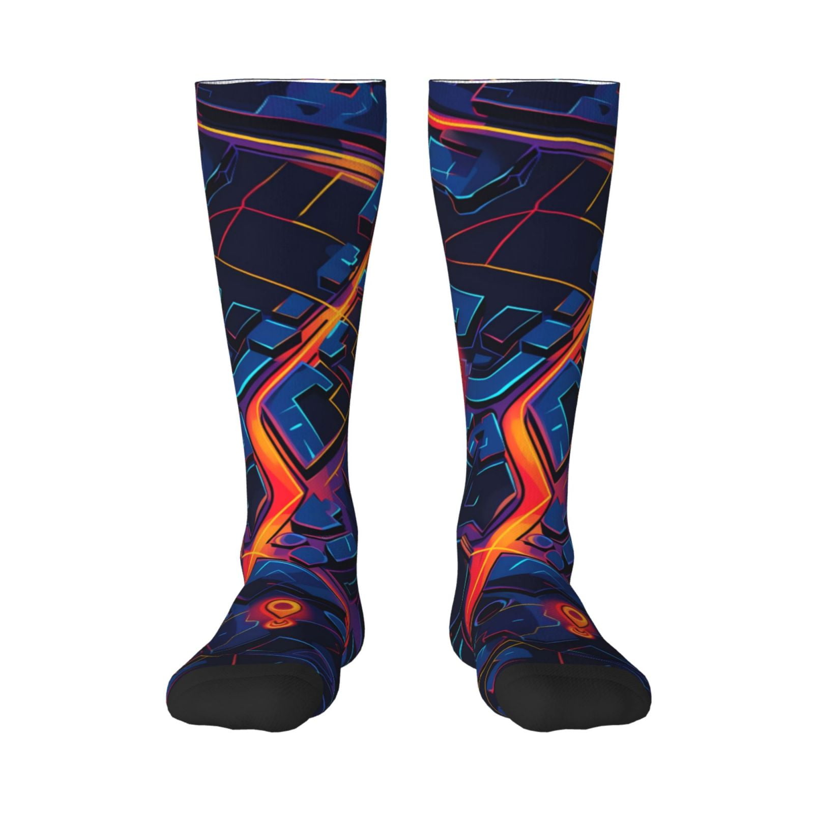 Naloa Neon City Map Knee Socks, High Socks Long Stretchy Sock Women ...