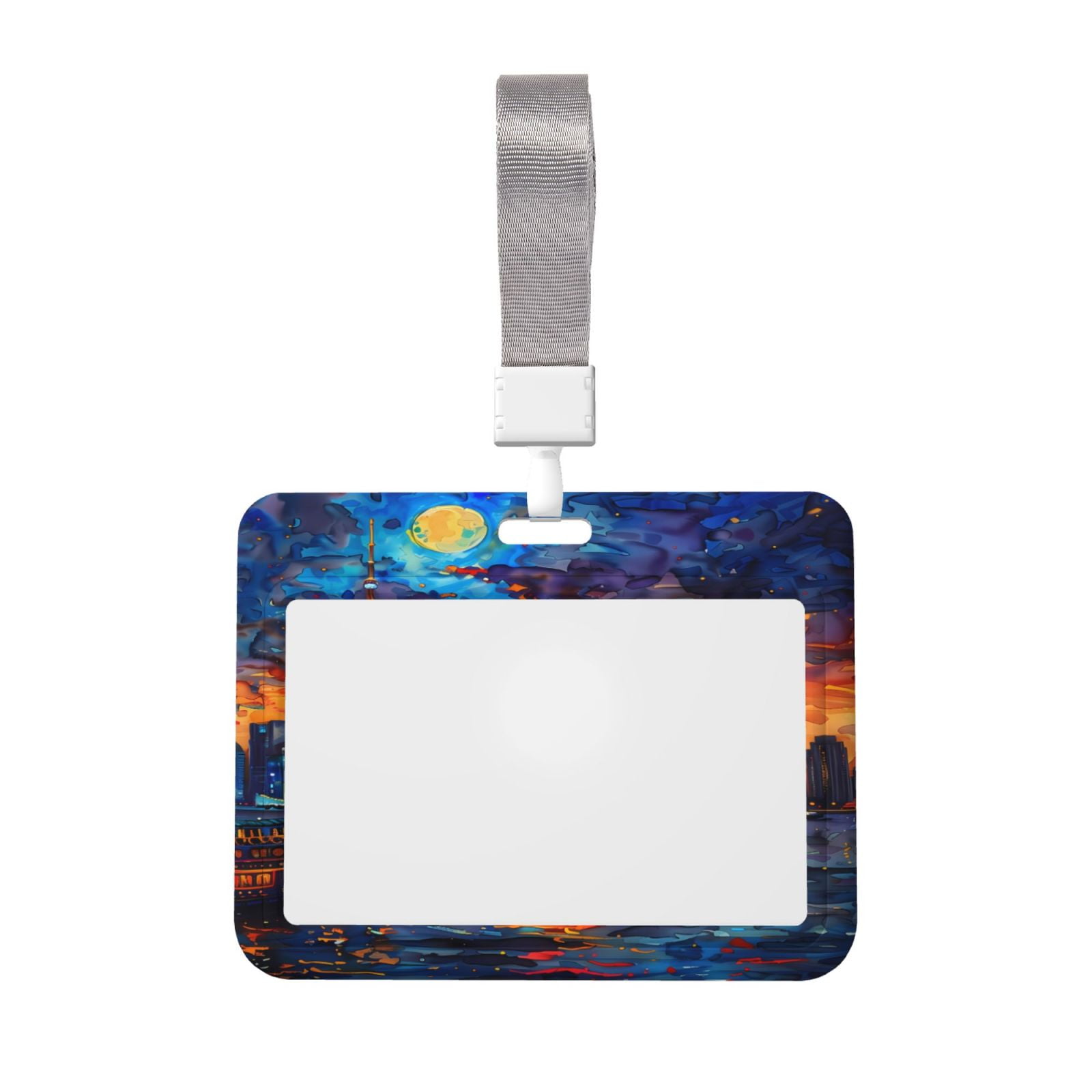 Naloa Neon Shanghai Cityscape Night Card Badge Holder Work Badge Sleeve ...