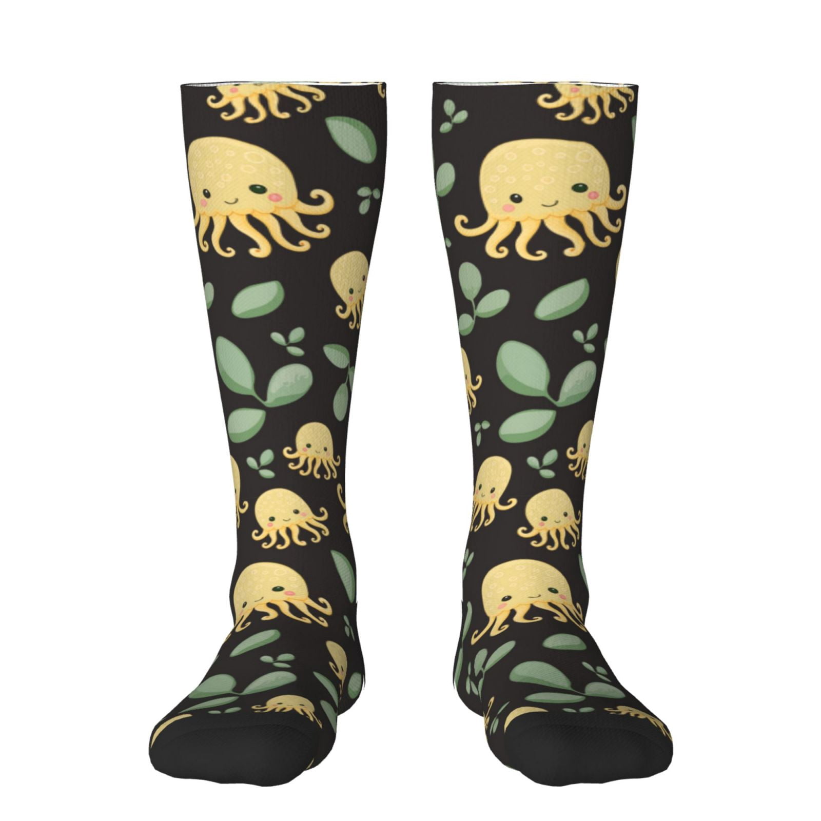 Naloa Octopuses And Leaves Thigh High Socks Extra Long Stretchy Sock ...