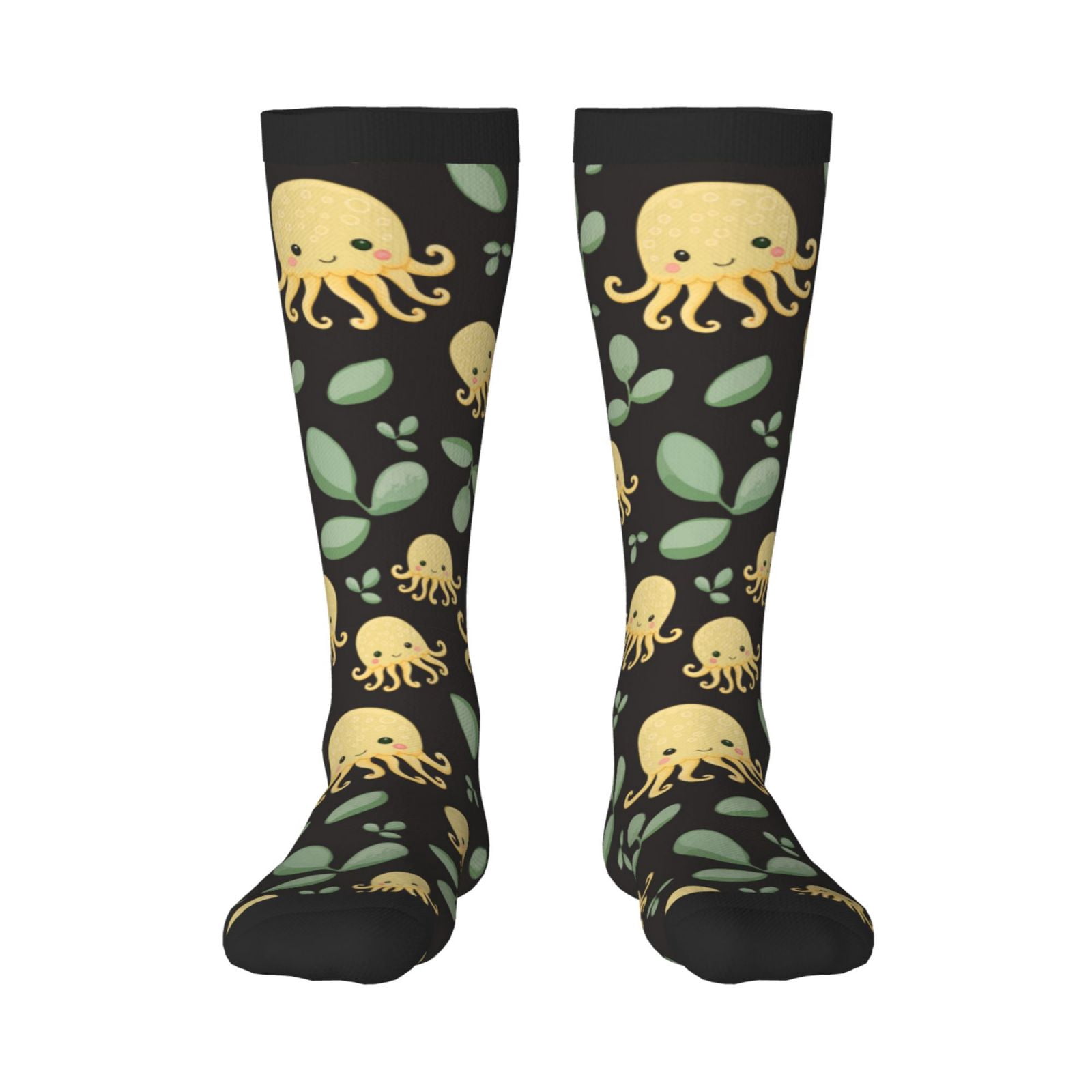 Naloa Octopuses And Leaves Thigh High Socks Extra Long Stretchy Sock ...