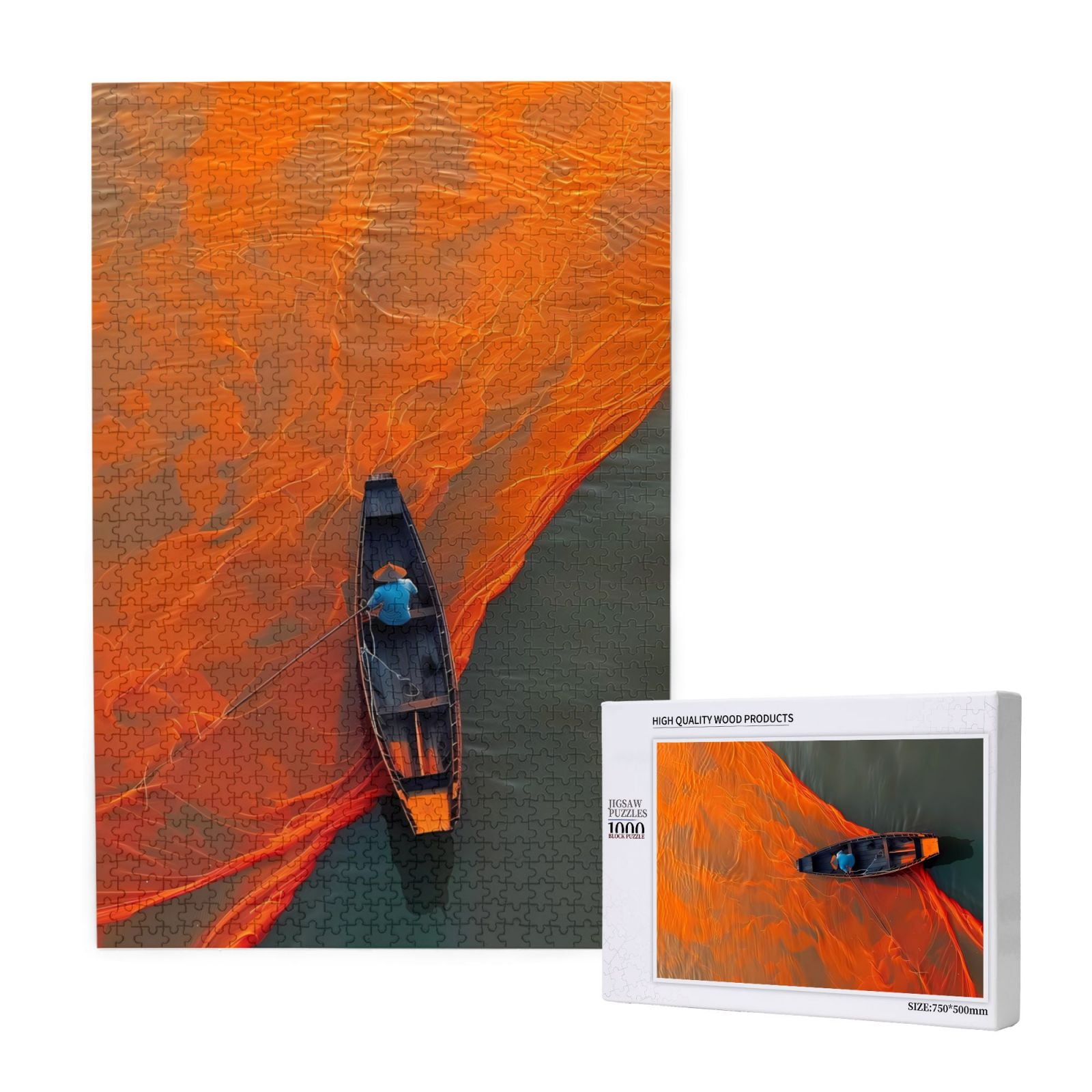 Naloa Orange Net Fishing Boat Custom Puzzles Personalized Puzzle 1000 ...