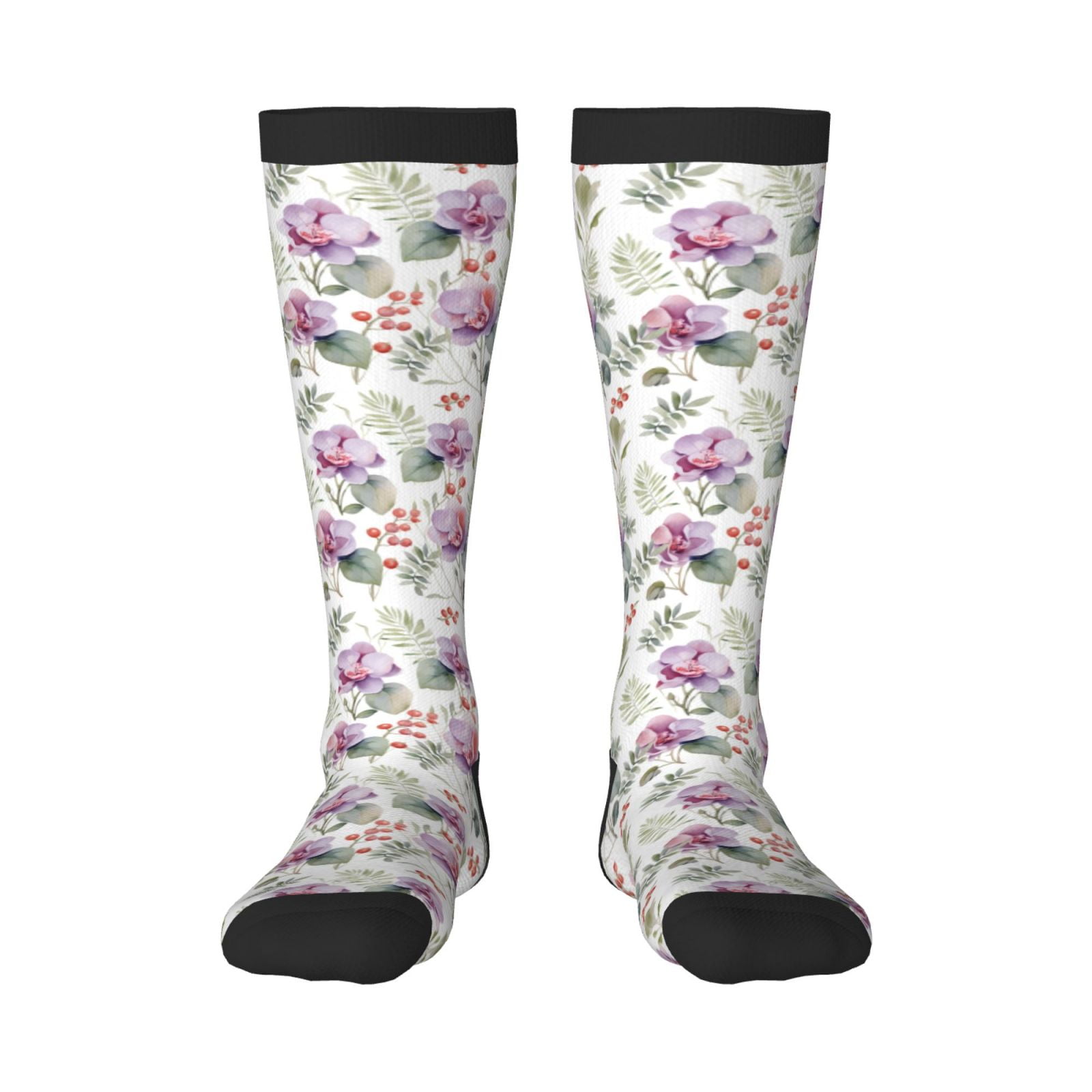 Naloa Orchids Flowers Thigh High Socks Extra Long Stretchy Sock Women ...
