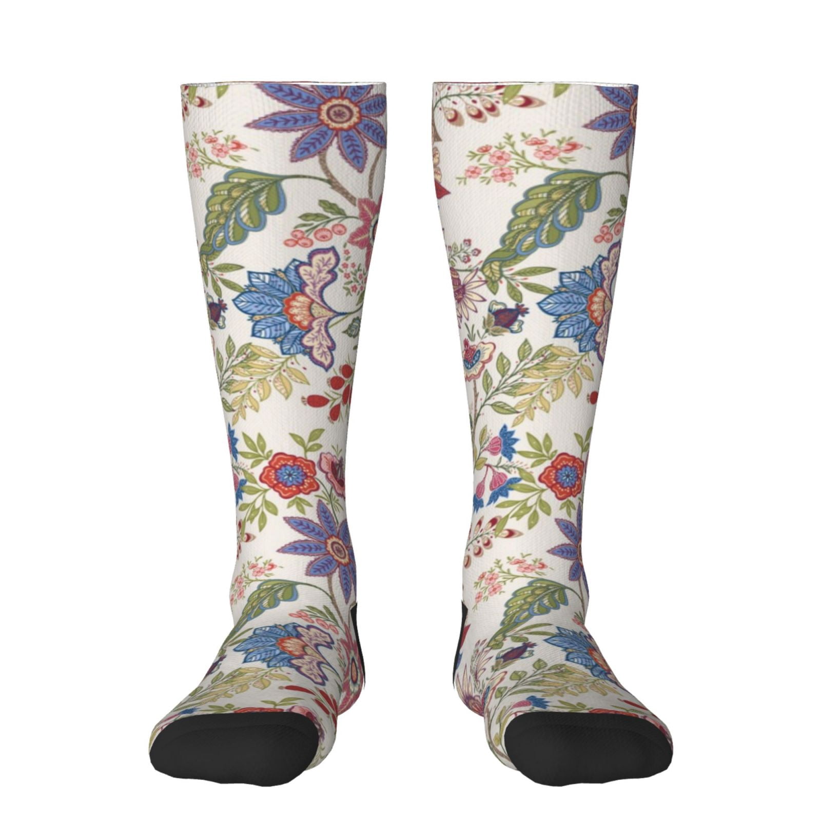 Naloa Paisley Flowers Thigh High Socks Extra Long Stretchy Sock Women ...