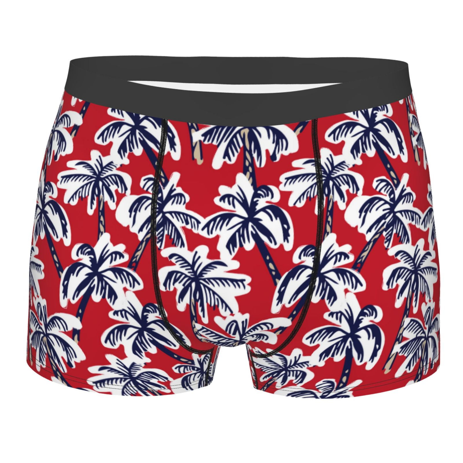 Naloa Palm Tree Pattern on Red Print Mens Underwear - Boxers for Men ...