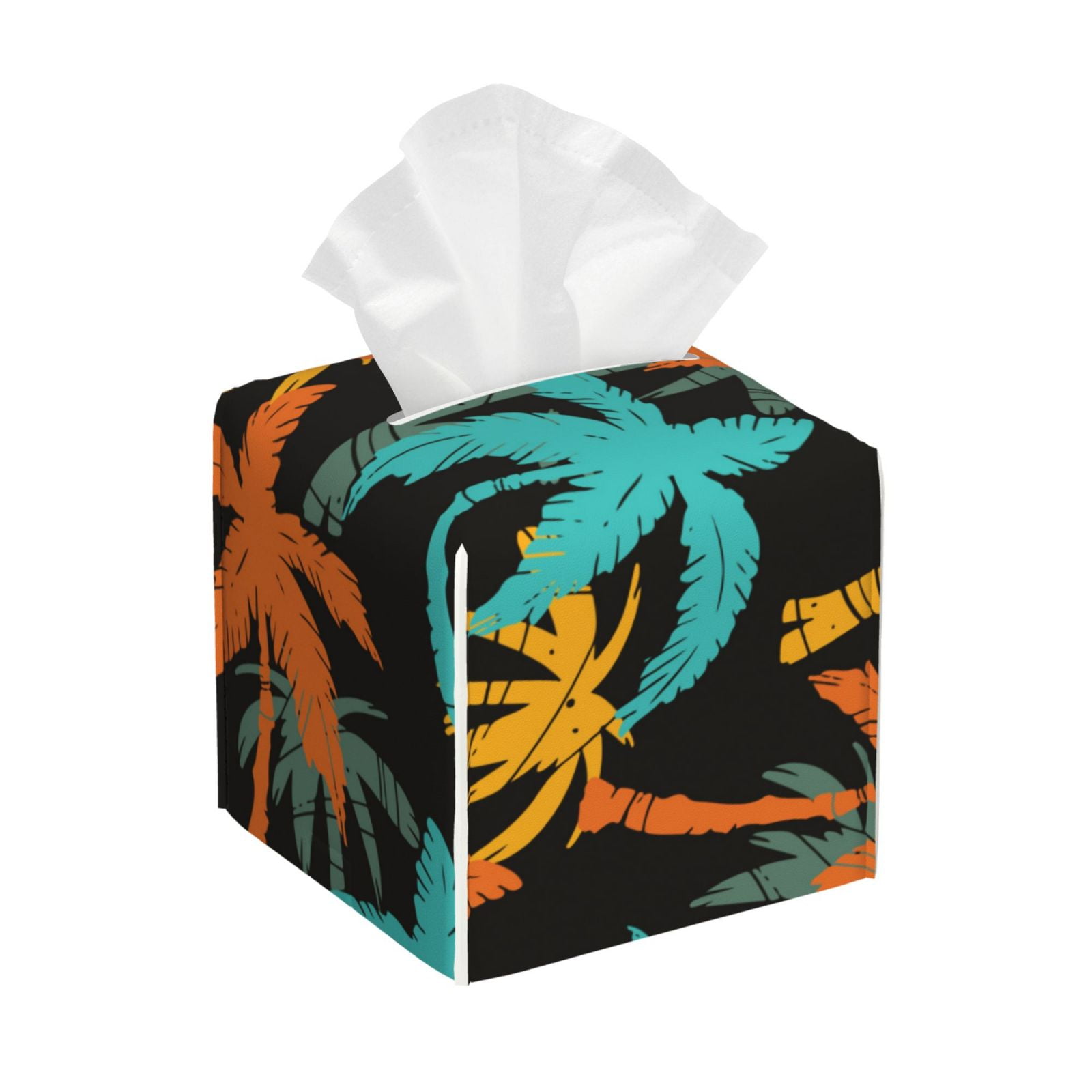 Naloa Palm Trees Tissue Box CoverLeather Tissue Holder Square Facial ...