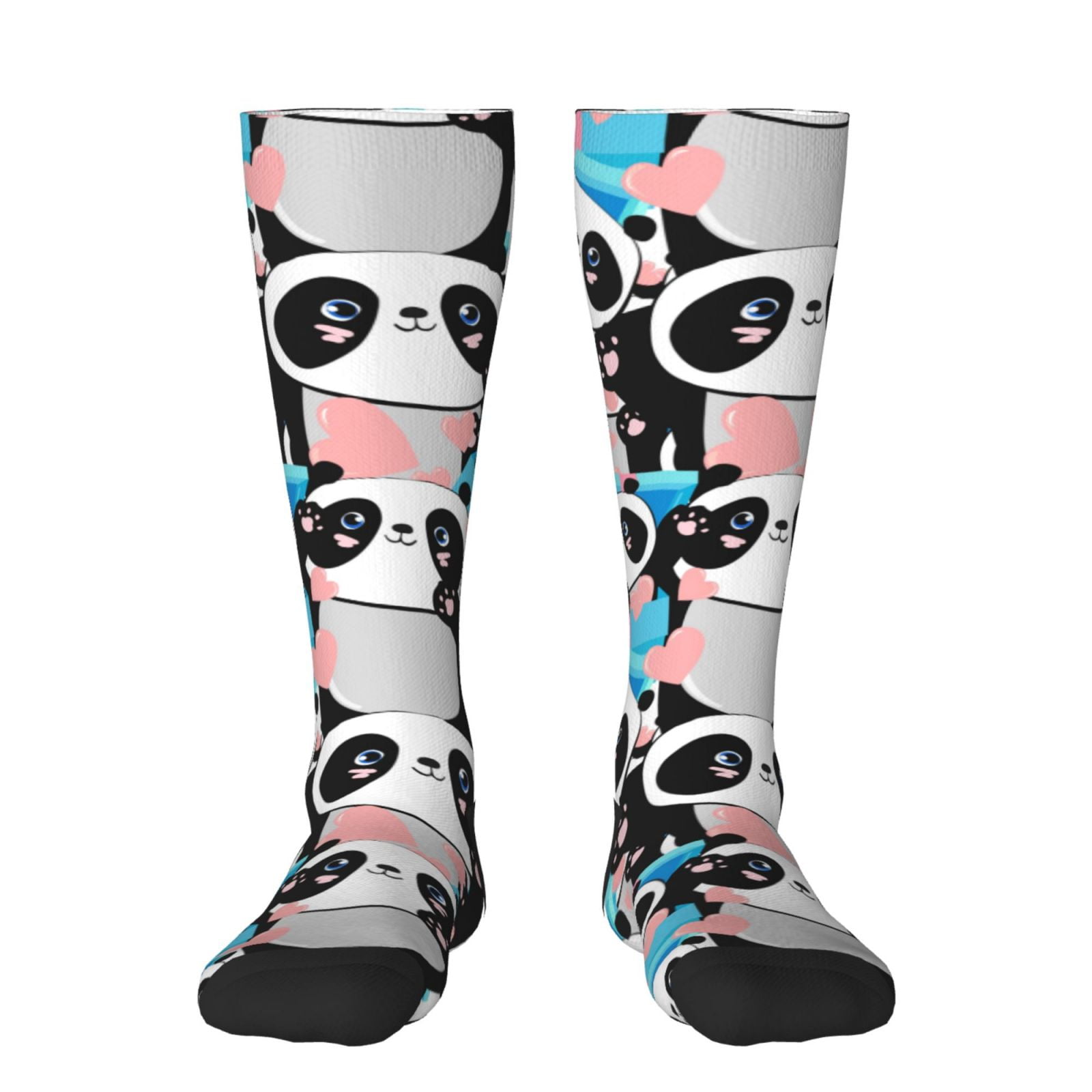 Naloa Panda Cute Pink Hearts Thigh High Socks Extra Long Stretchy Sock ...