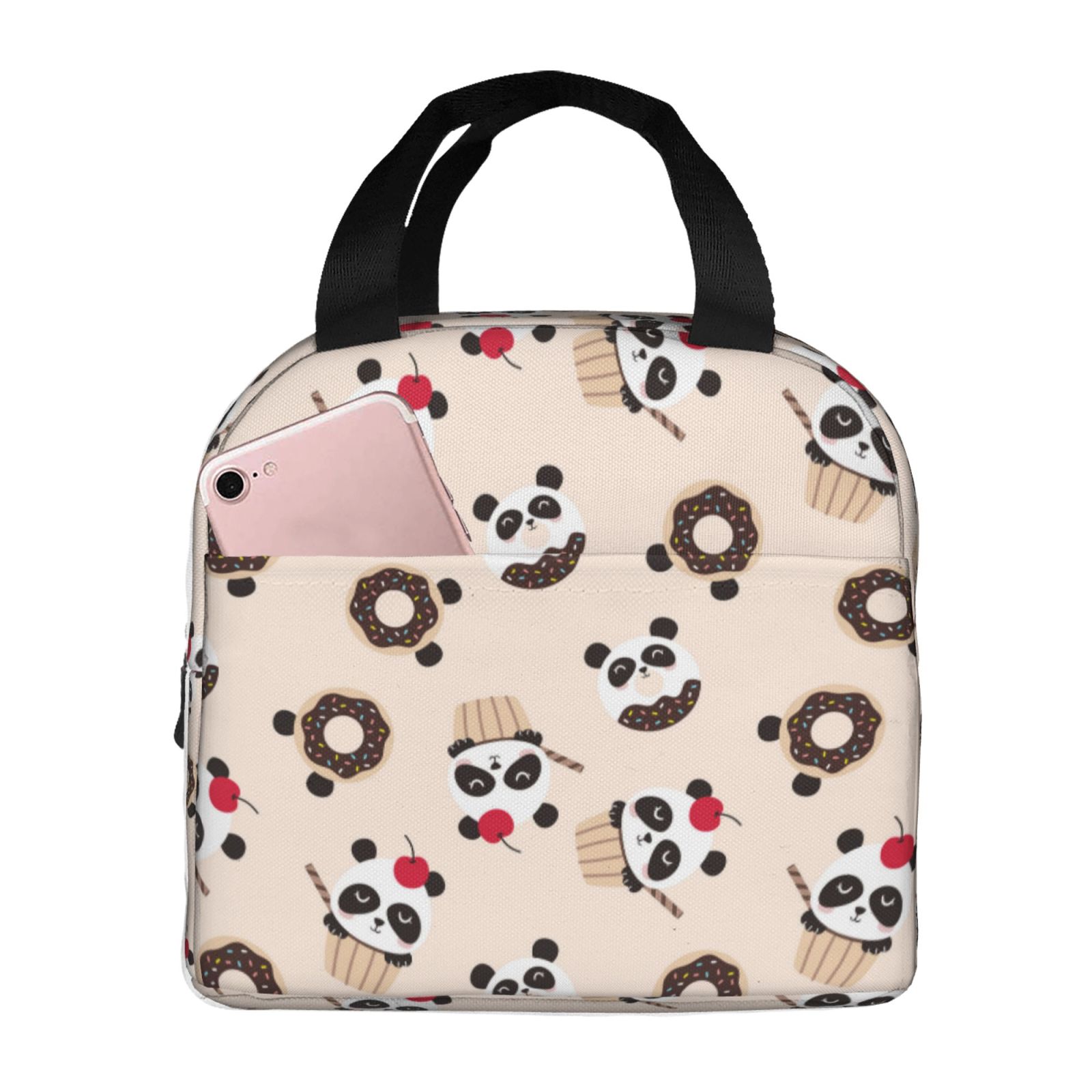 Naloa Panda Ice Creams Donuts Print Lunch Box for Women Men,Insulated ...