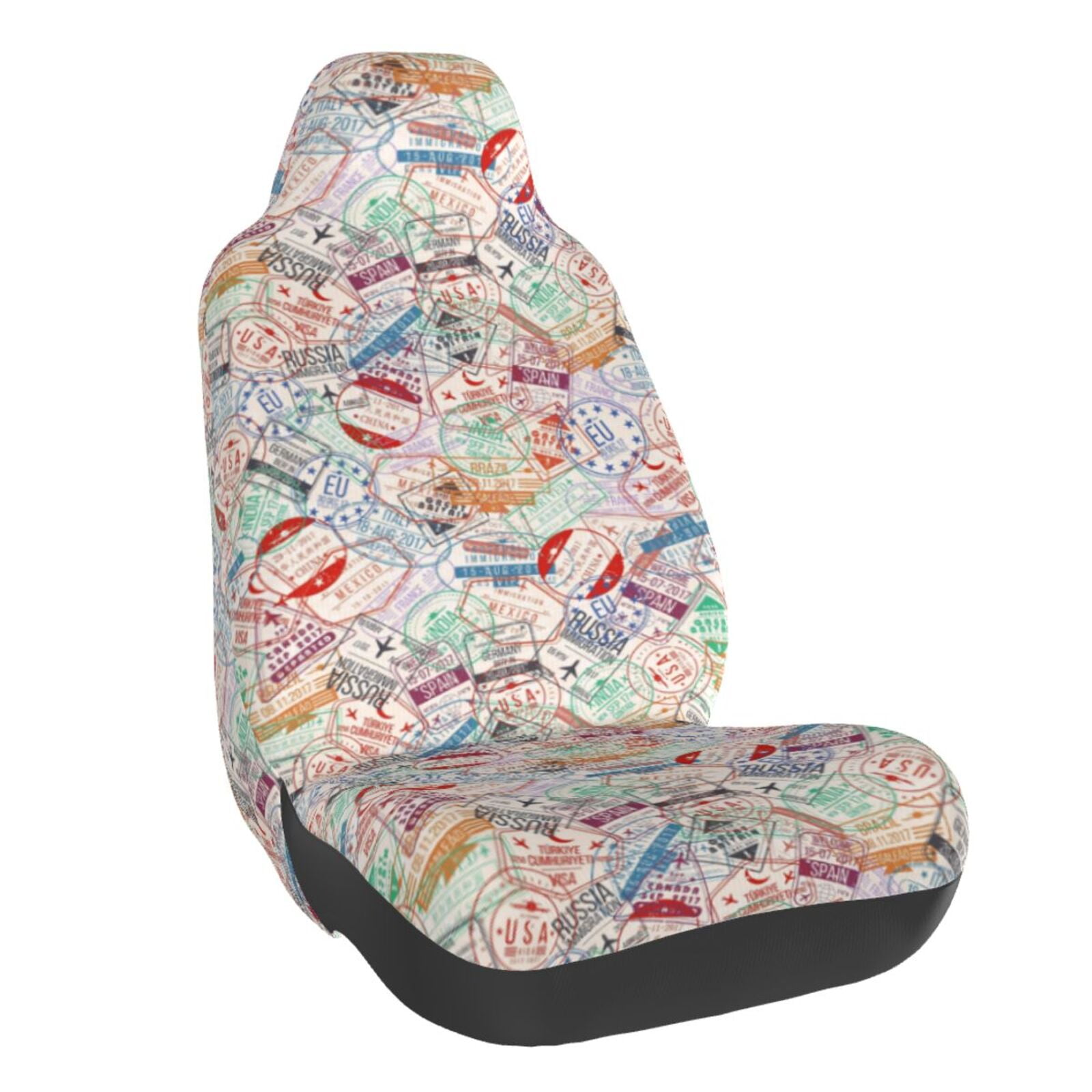 Naloa Passport Stamp Car Seat Covers Universal Front Seat Coves for Car ...