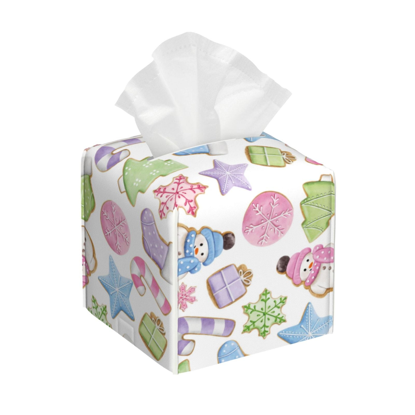 Naloa Pastel Christmas Cookies Tissue Box Cover Leather Tissue Holder ...