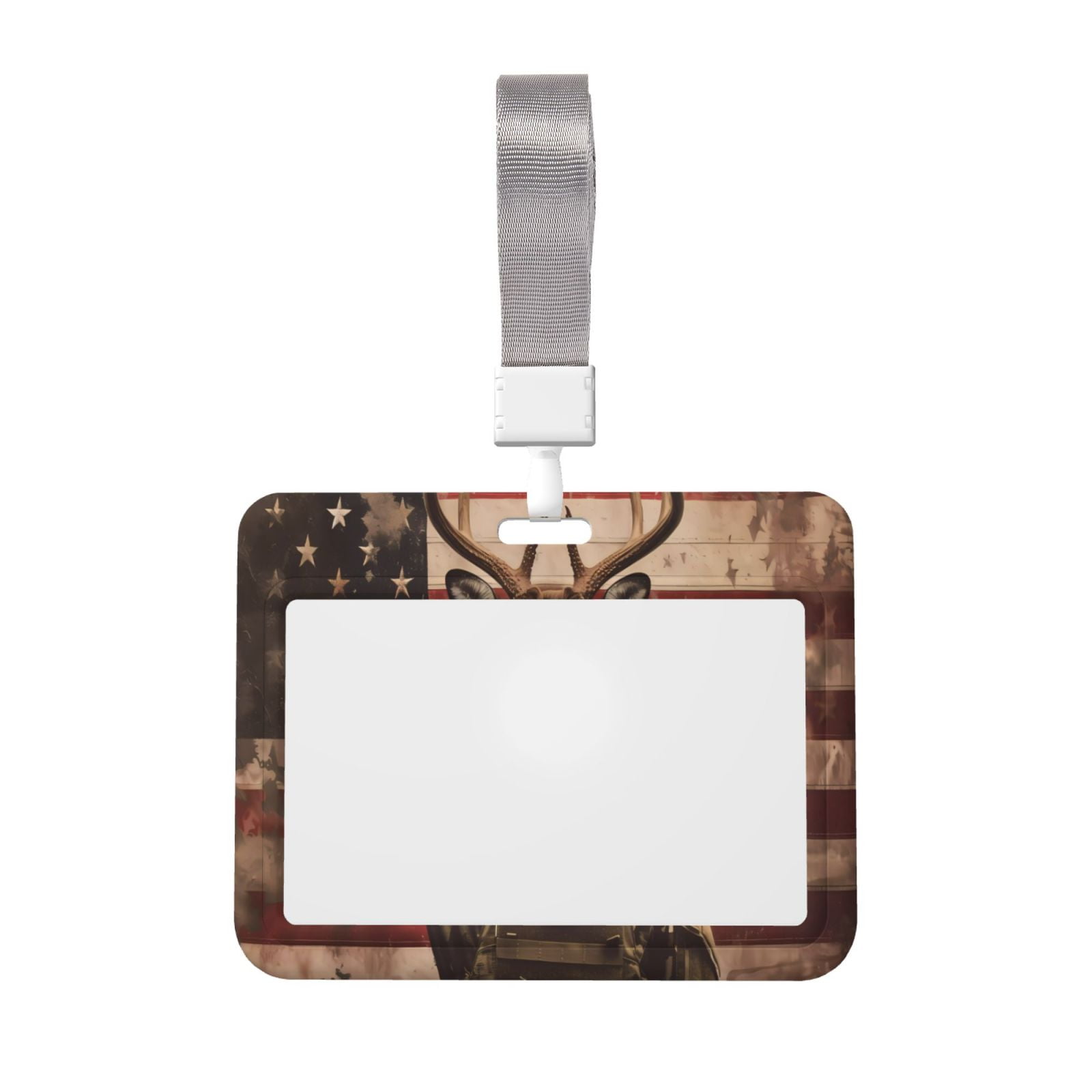 Naloa Patriotic Deer Soldier Salute Card Badge Holder Work Badge Sleeve ...
