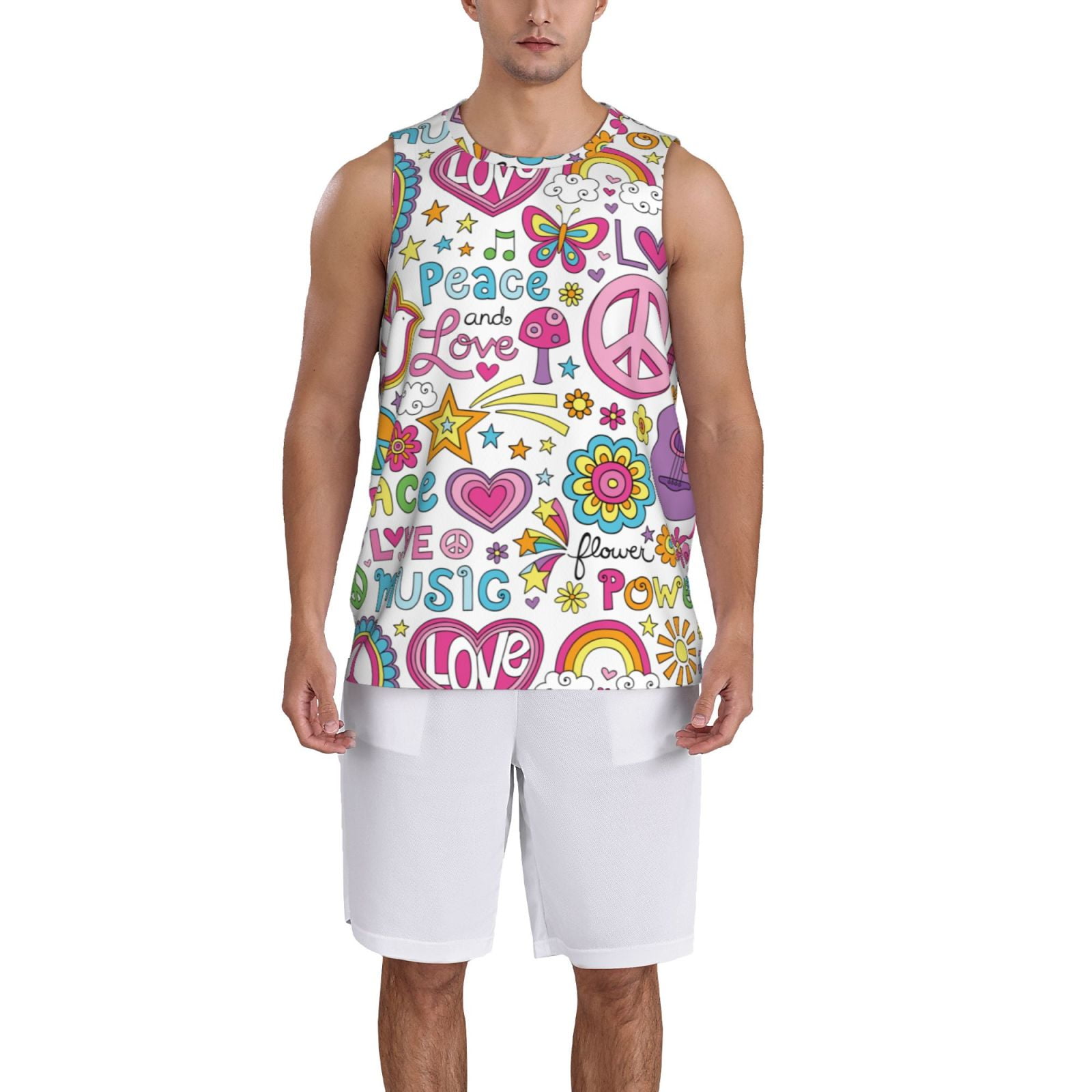 Naloa Peace Love and Dove Flower Power Basketball Jersey Reversible Men ...