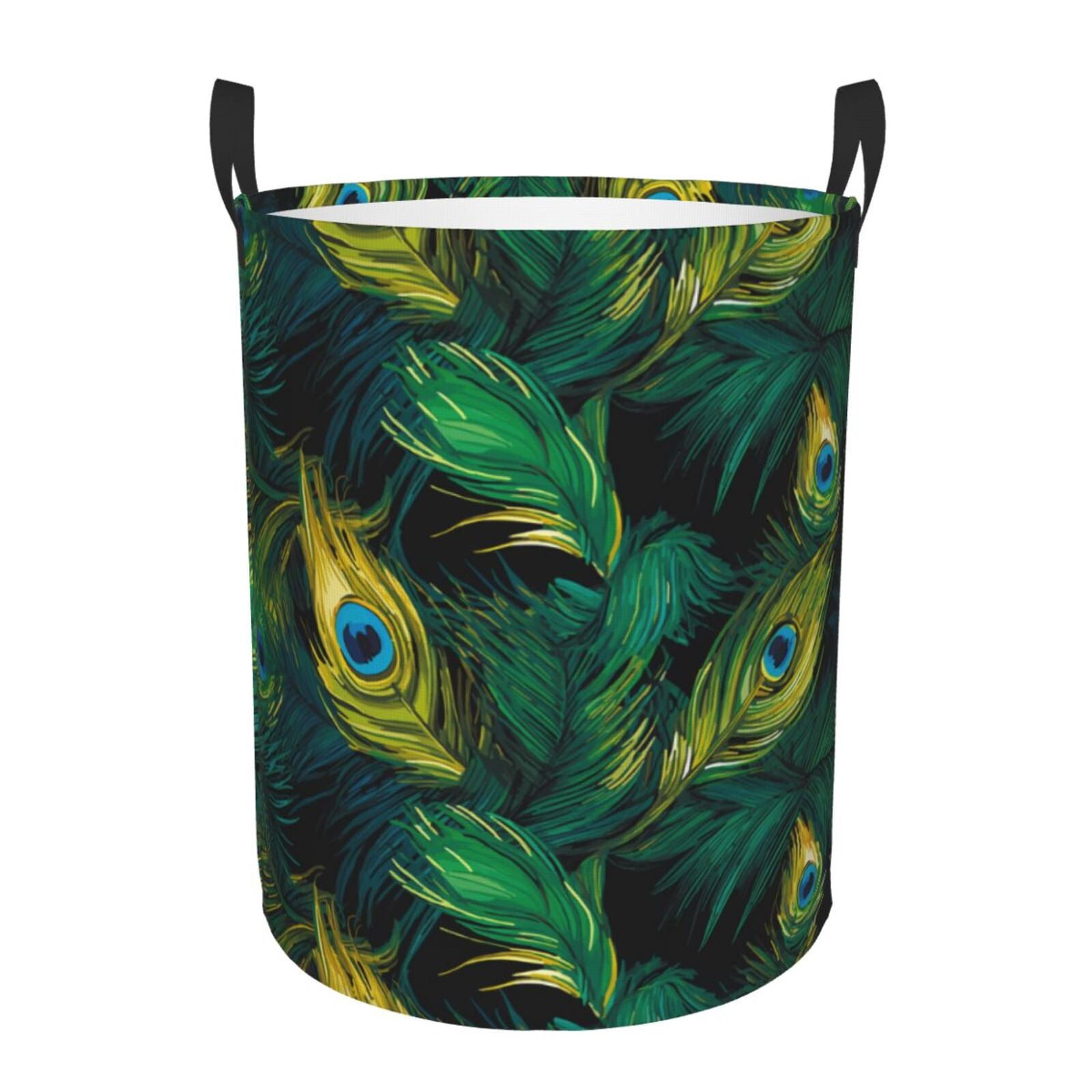 Naloa Peacock Feathers2 Large Laundry Basket Waterproof Round ...