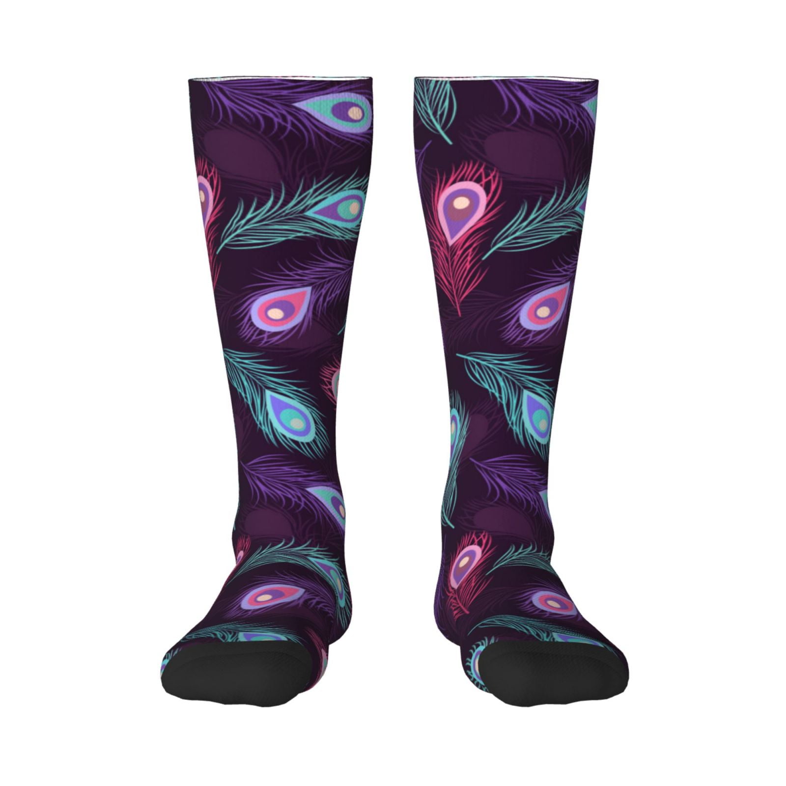 Naloa Peacock Feathers3 Thigh High Socks Extra Long Stretchy Sock Women ...