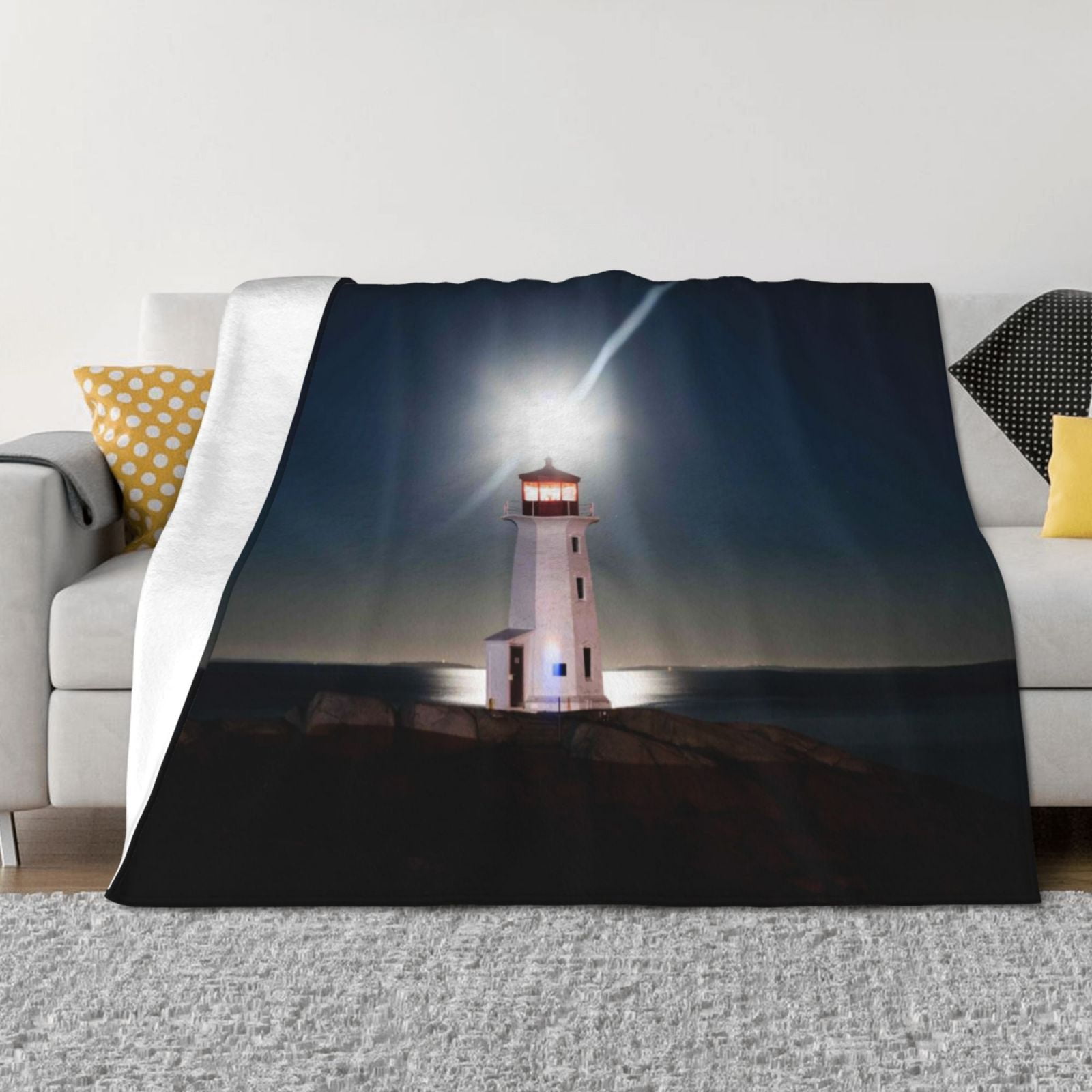 Naloa Peggy's Cove Lighthouse Flannel Blankets - Thick and Warm Blanket ...