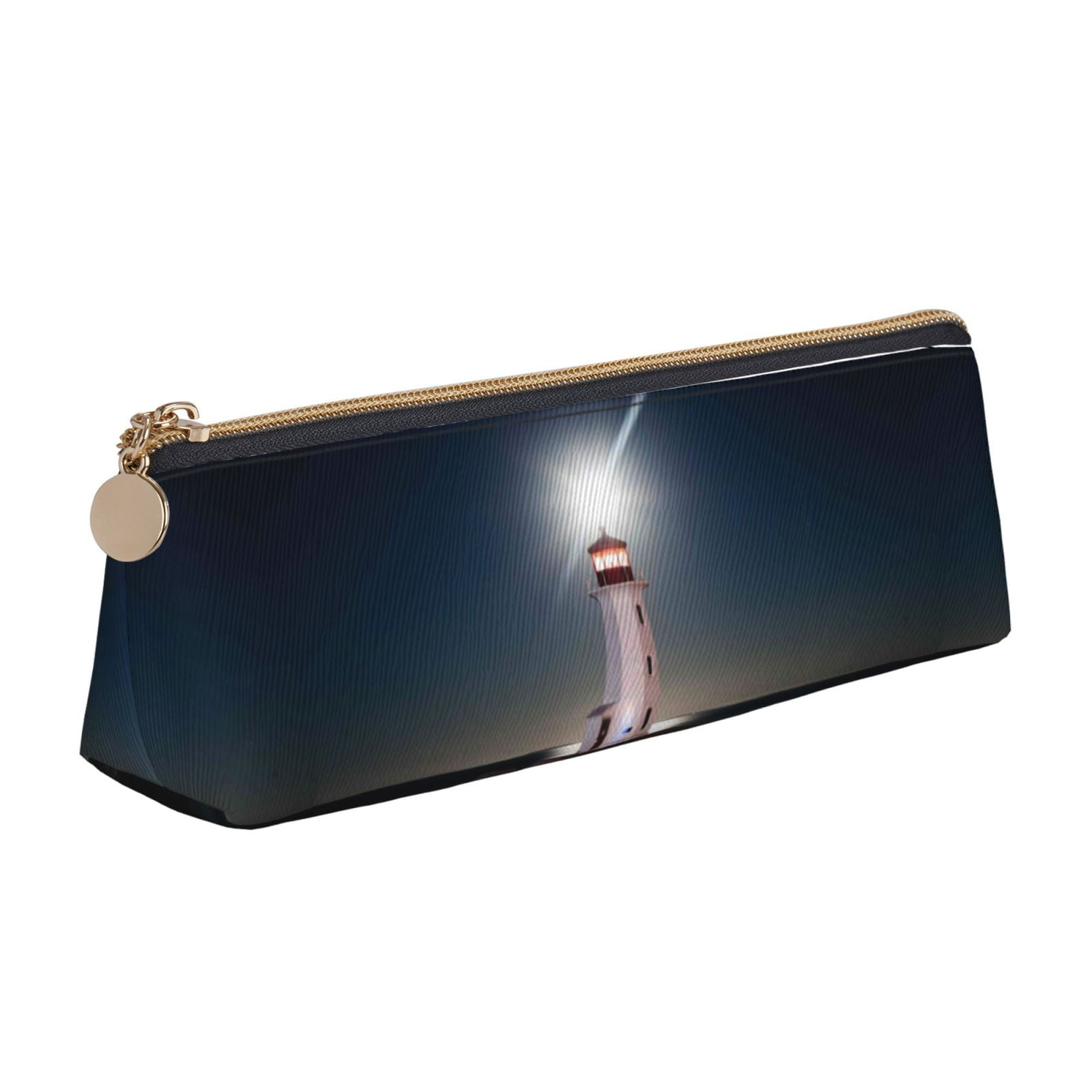 Naloa Peggy's Cove Lighthouse Print Leather Pencil Case - Portable Big ...